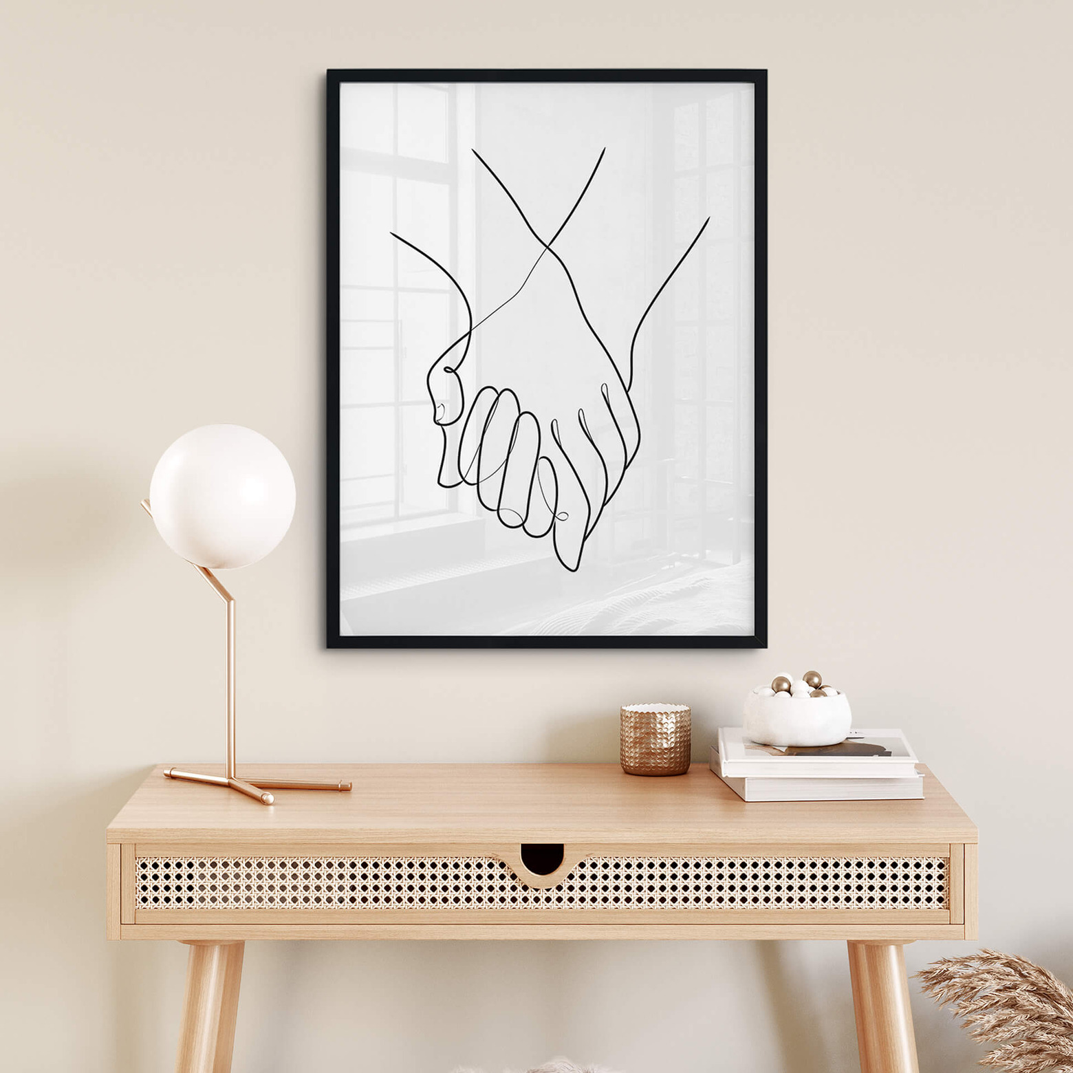 Poster 1X Studio - Line Art Hand in Hand | wall-art.de
