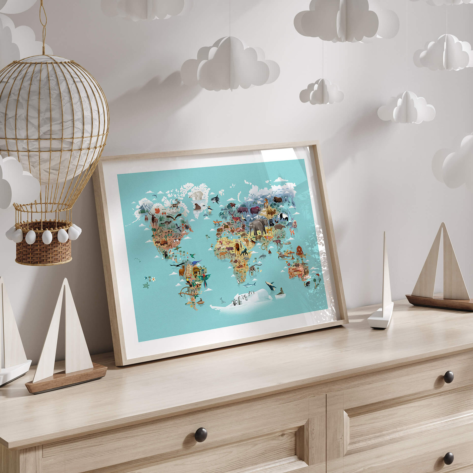 Poster World Map - Braun | wall-art.fr