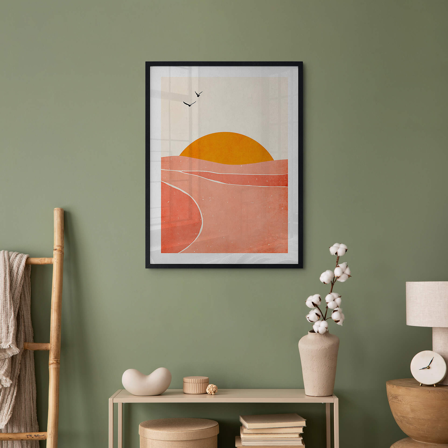 Poster Lever de soleil sur la campagne Ronde - Kubistika | wall-art.fr