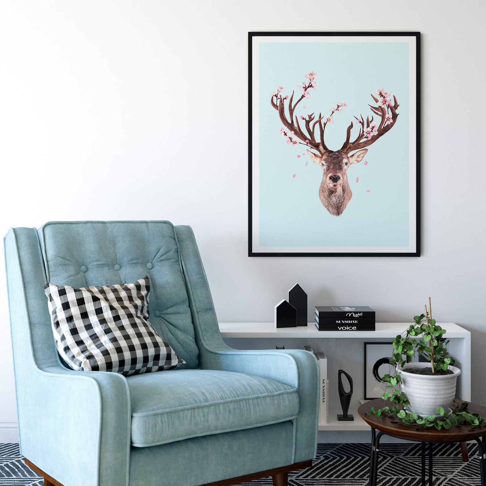 Poster Loose - Cherry Blossom Deer | wall-art.de