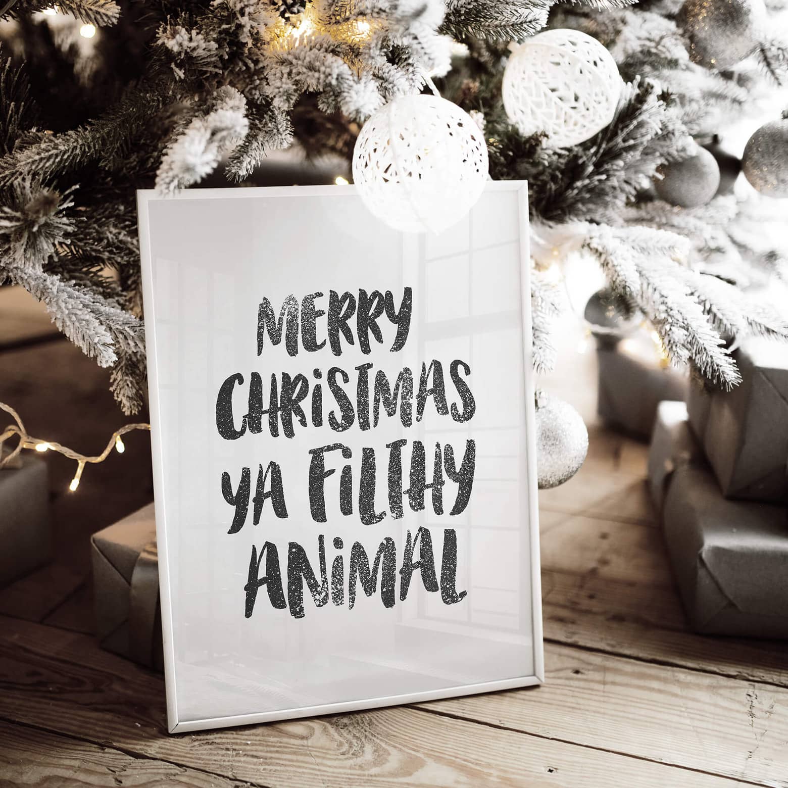 Poster Merry Christmas Ya Filthy Animal | wall-art.nl