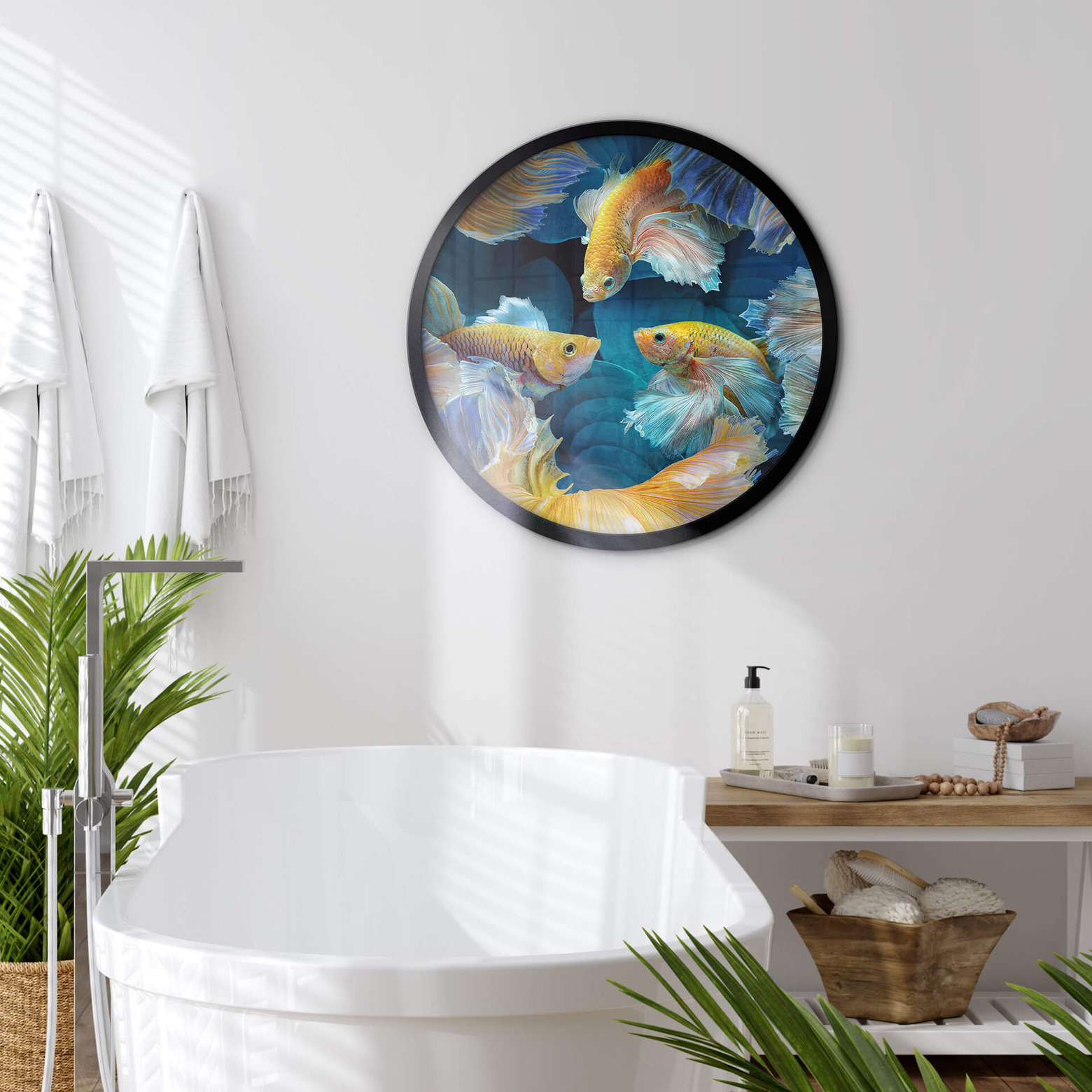 Poster Egger - Farbenfrohe Fische - Rund | wall-art.de