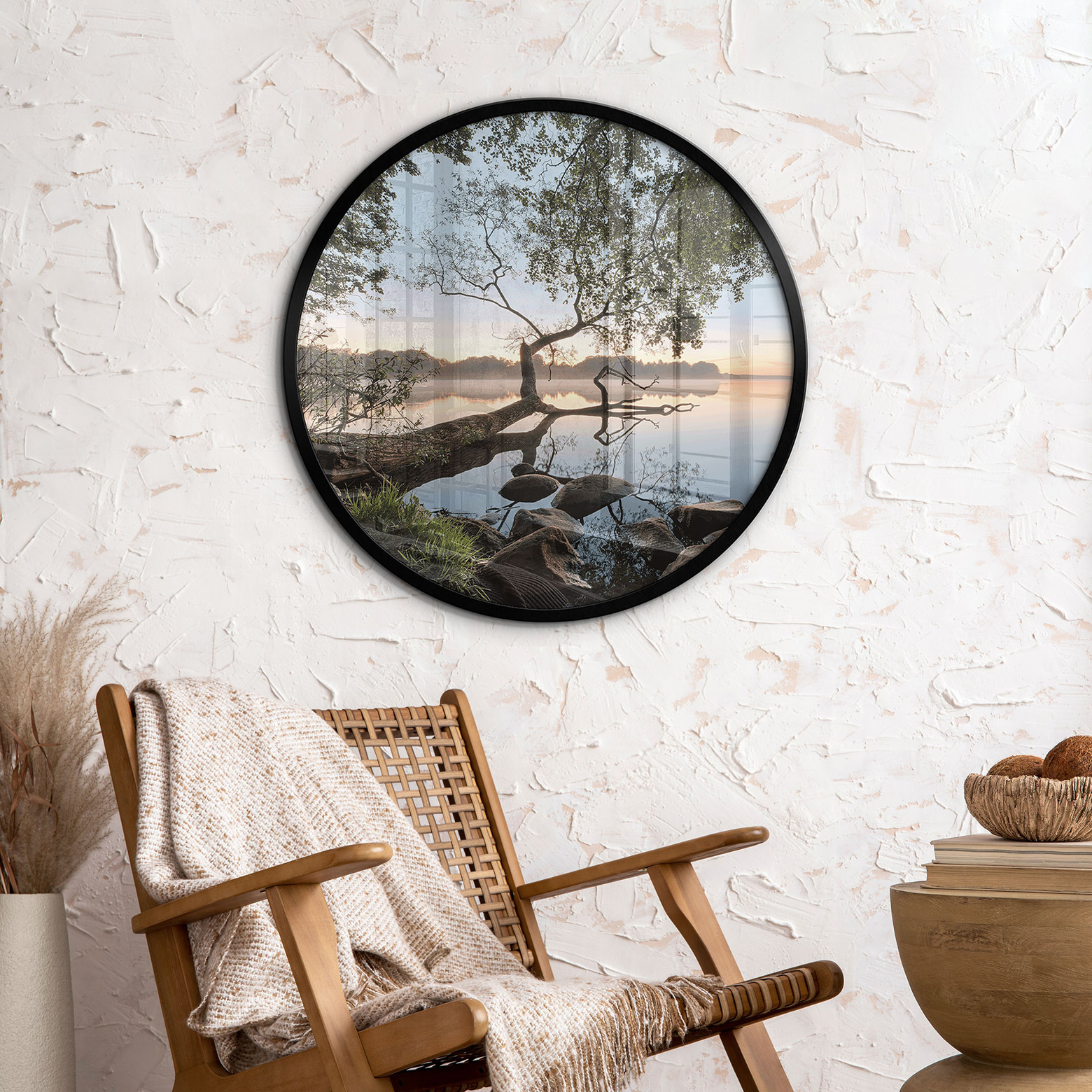 Poster Blick auf den See - Rund - Keller | wall-art.de