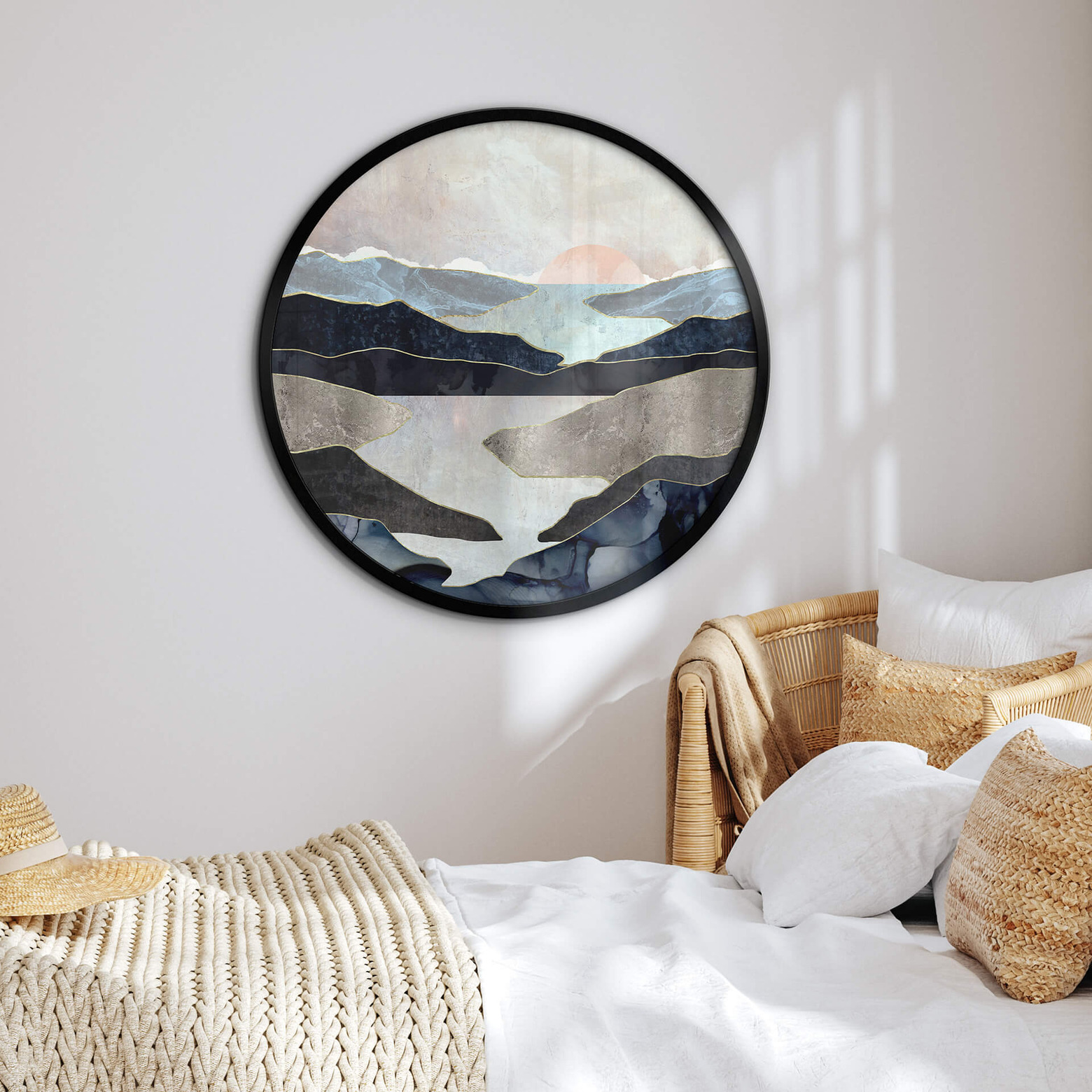 Poster SpaceFrog Designs - Bergsee - Rund | wall-art.de