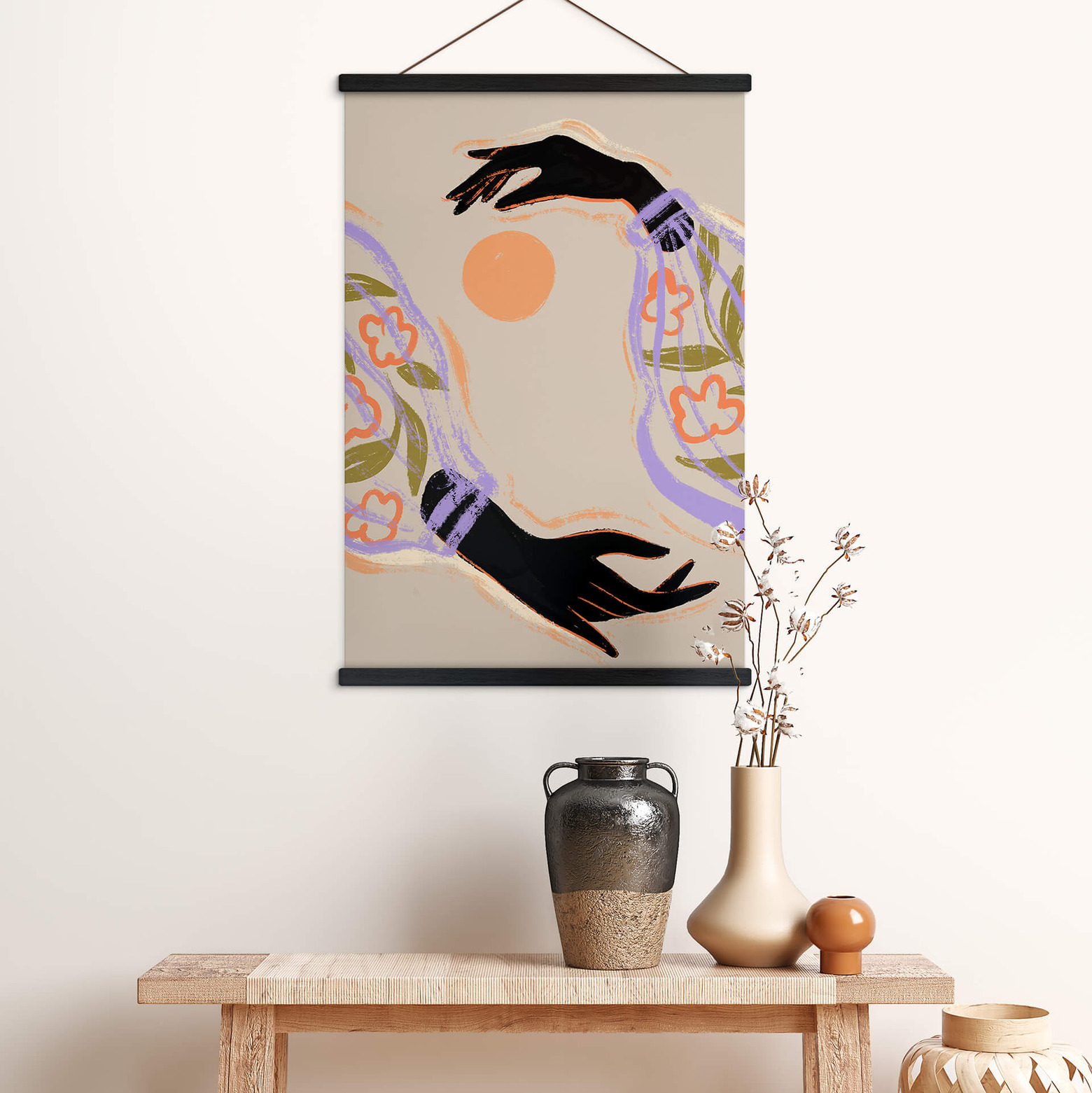 Textielposter Arty Guava - Hugging the Sun | wall-art.nl