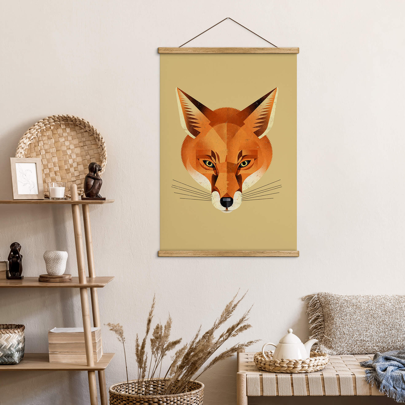 Textielposter Braun - Vos | wall-art.nl