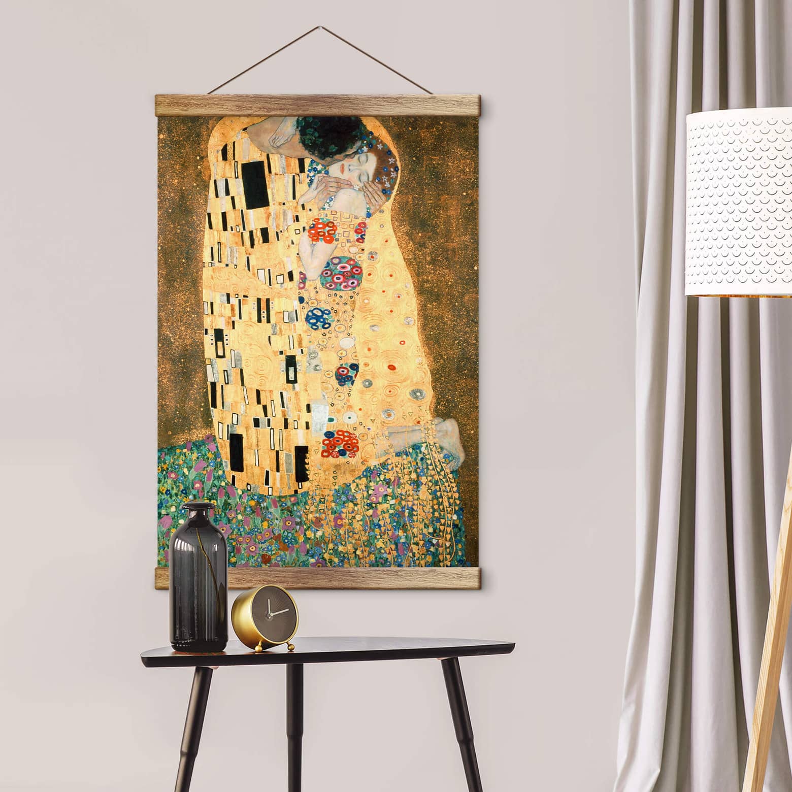 Textielposter Klimt - de Kus | wall-art.nl