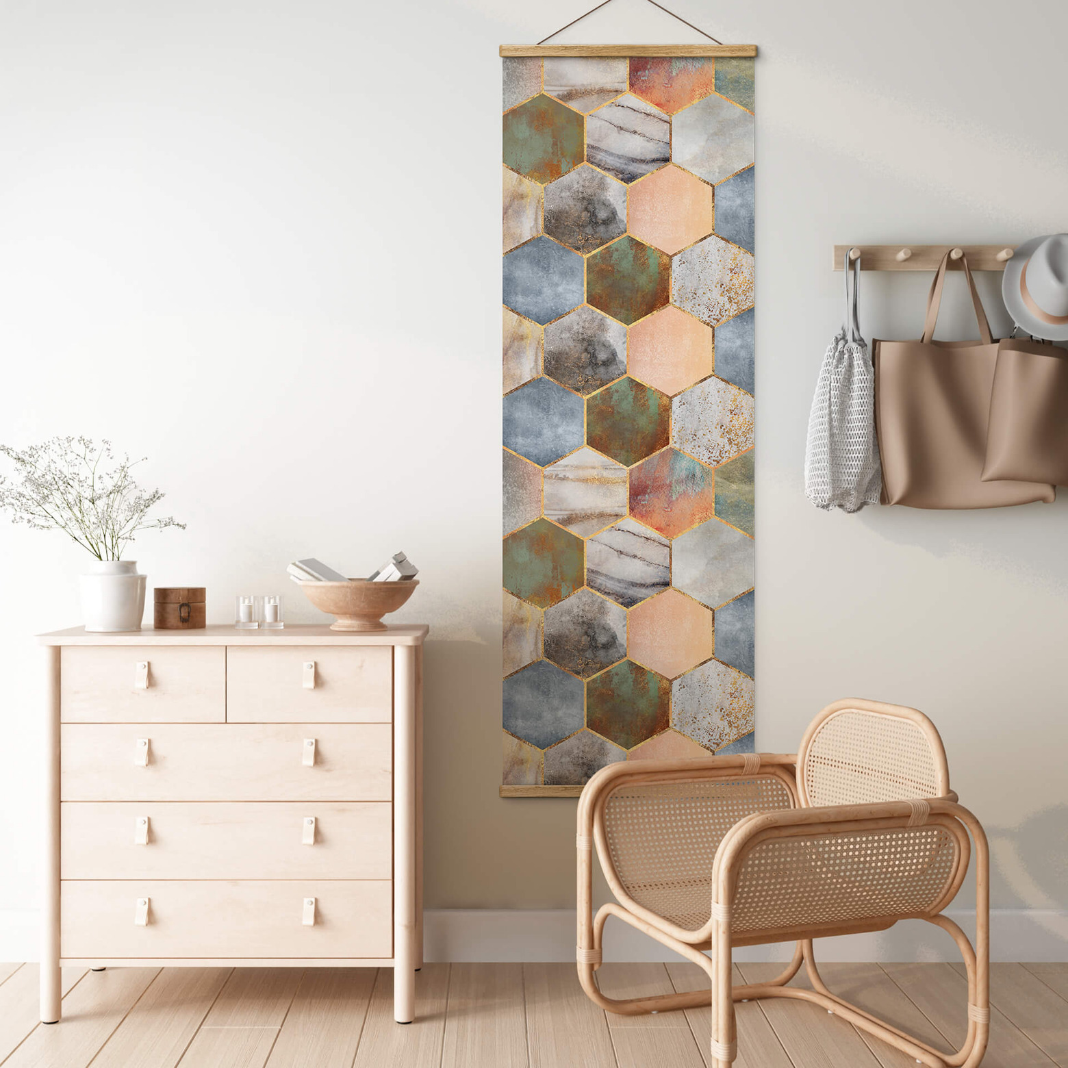 Textielposter Fredriksson - Marmer & Parelmoer | wall-art.nl