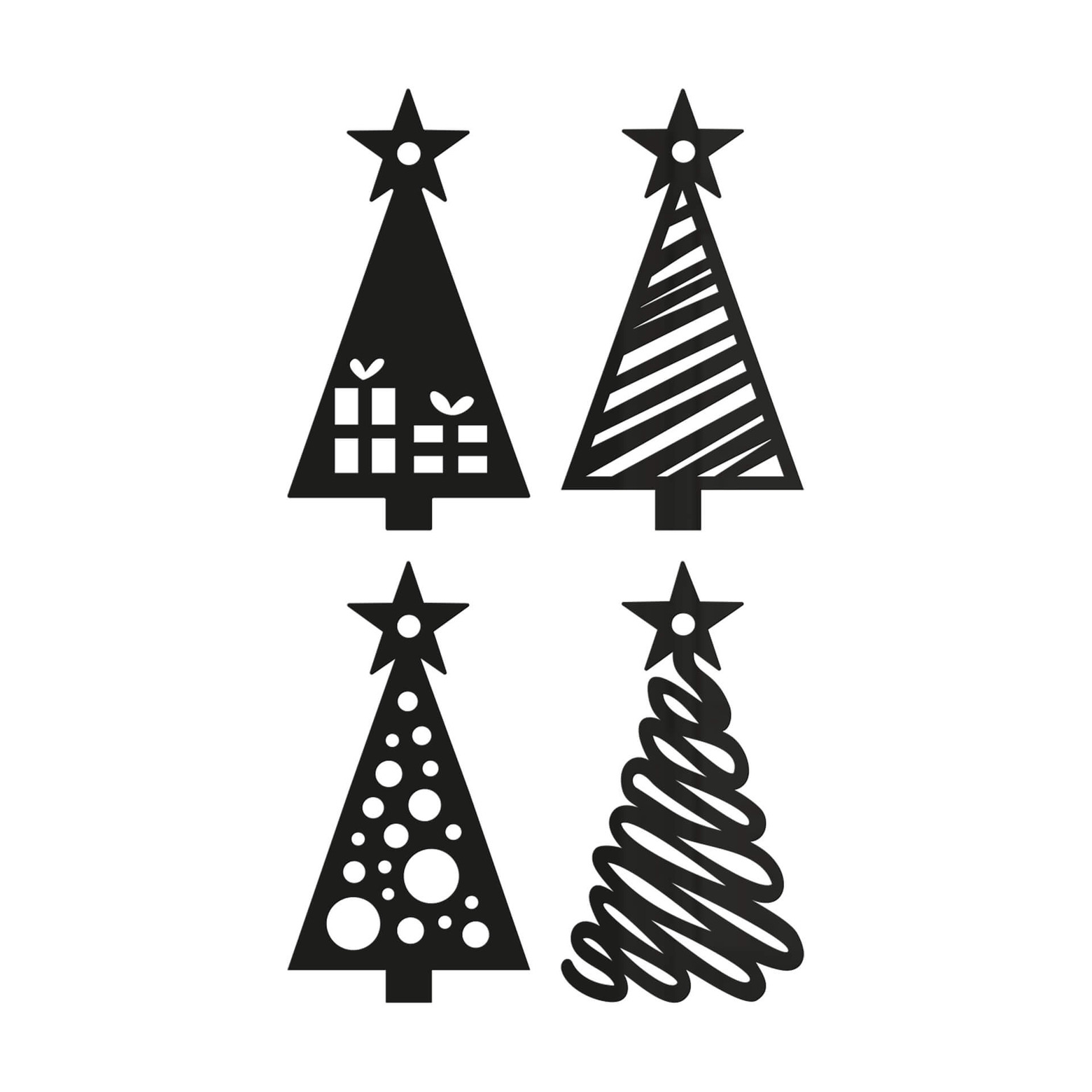 Wanddeko Weihnachten - Tannenbaum mit Muster 4er Set - Acryldeko - je ...