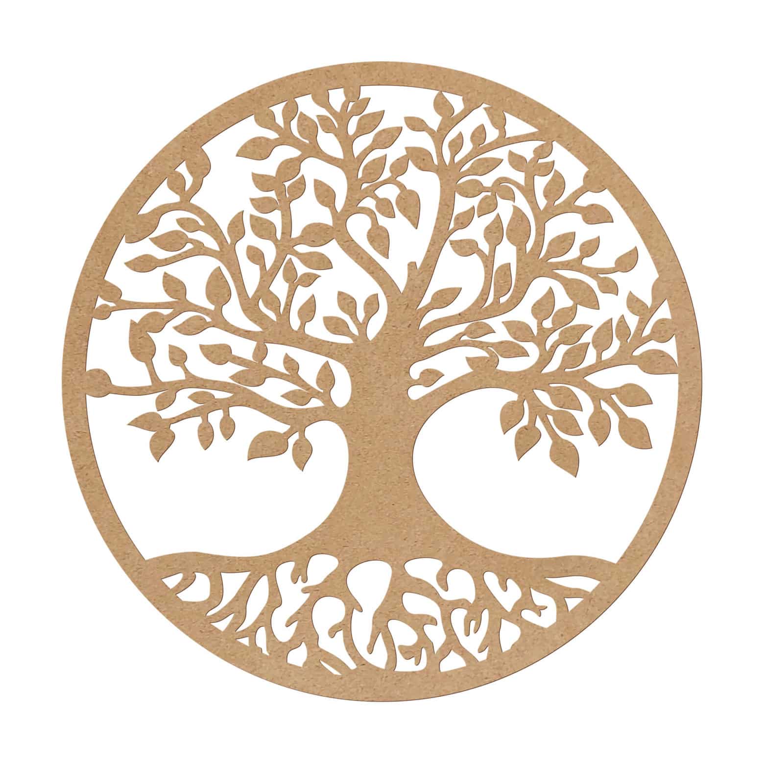 Runde Holzdeko Baum mit Wurzeln - MDF Natur | wall-art.de