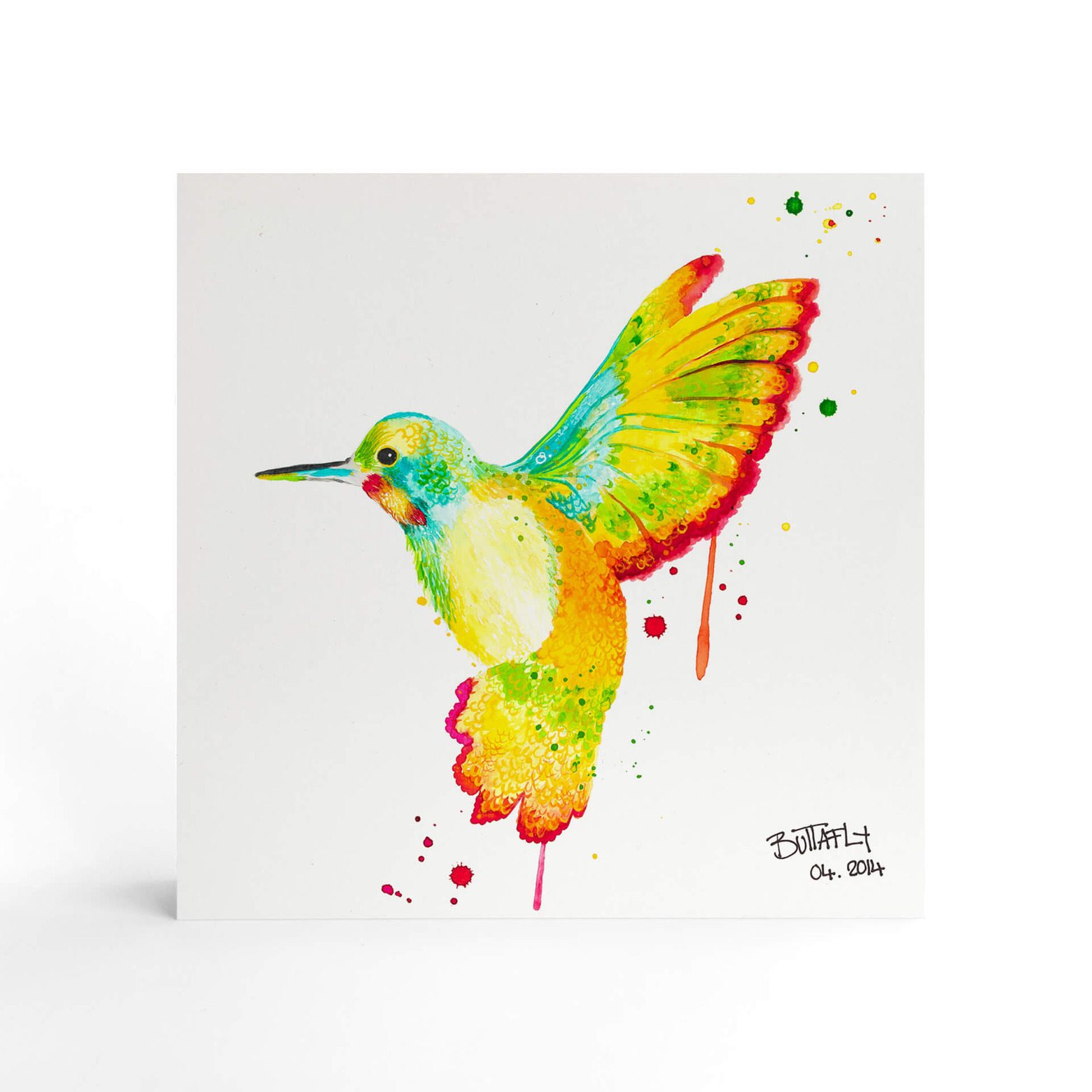 Quadro in legno da appoggio Buttafly - Colibrì | wall-art.it