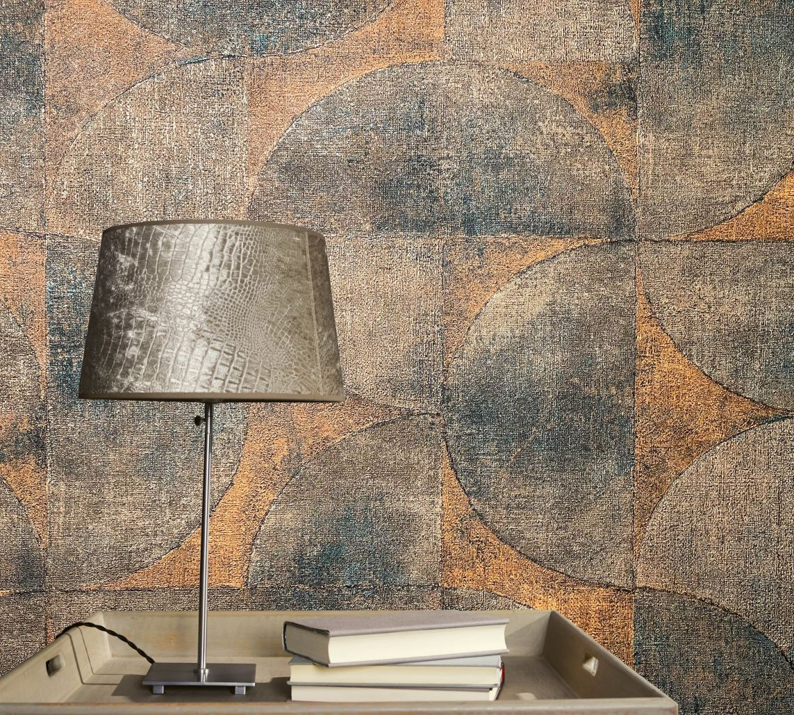 Vinyl behang, vliesbehang vintage deluxe koper, antraciet | wall-art.nl