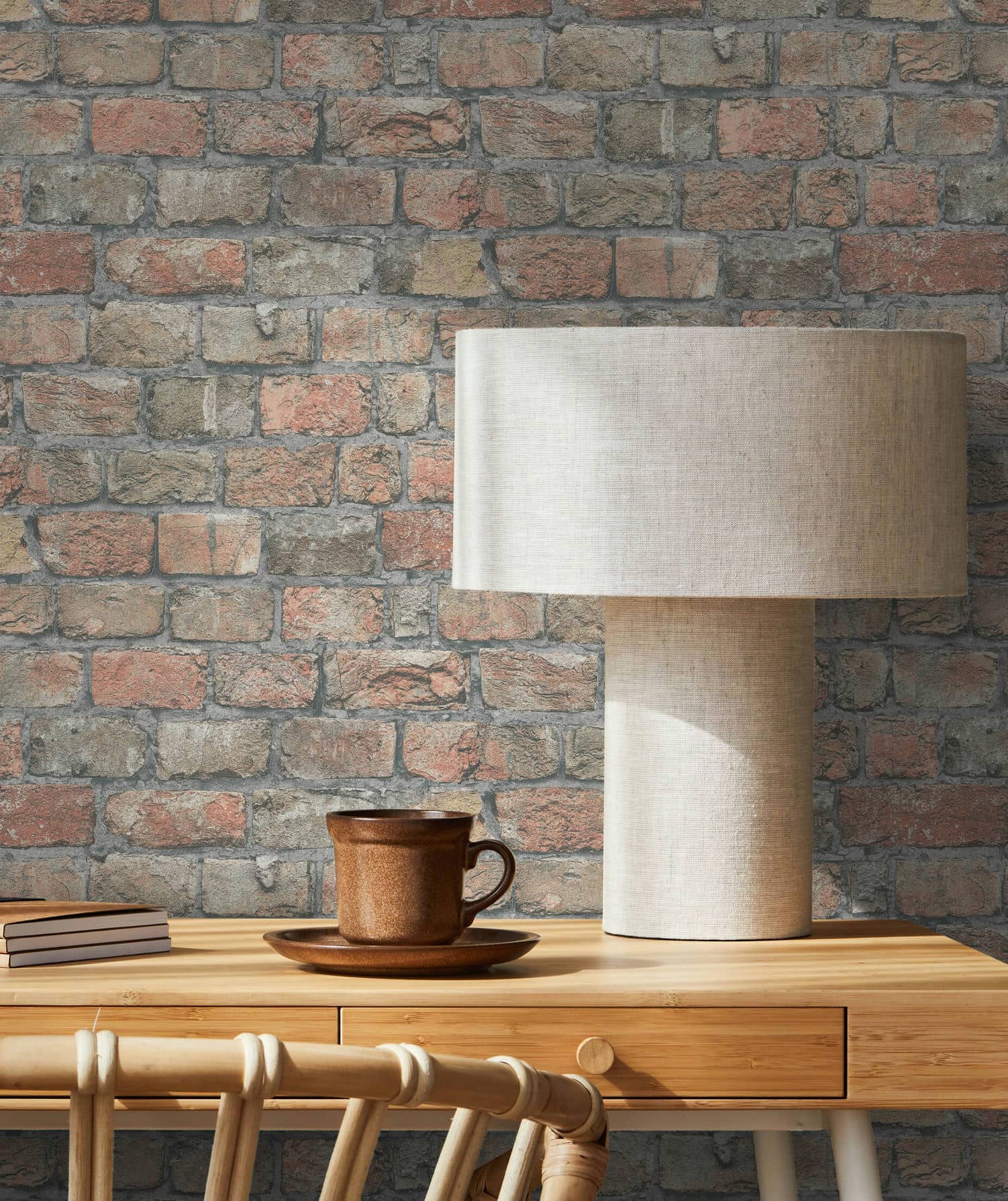 non-woven tapet orange grå sten-optik til stue køkken kontor marburg ...