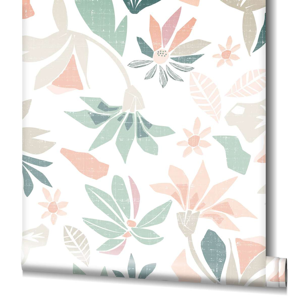 behang, vlies bloemen behang Flora wit, groen | wall-art.nl