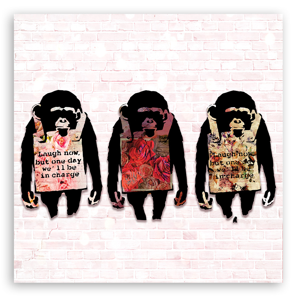 Tableau sur toile, Banksy singes rieurs | wall-art.fr