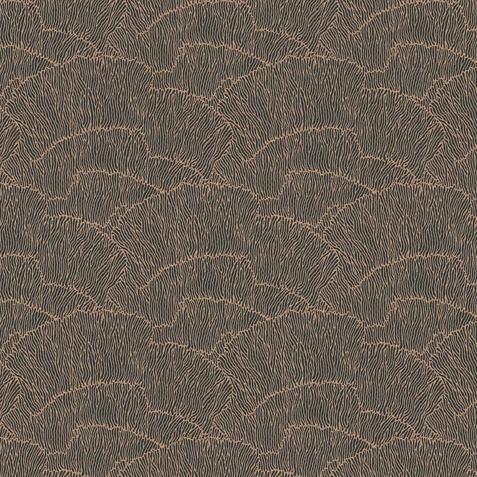 grafisk bølgemønster tapet sort guld - non-woven tapet med metallisk ...