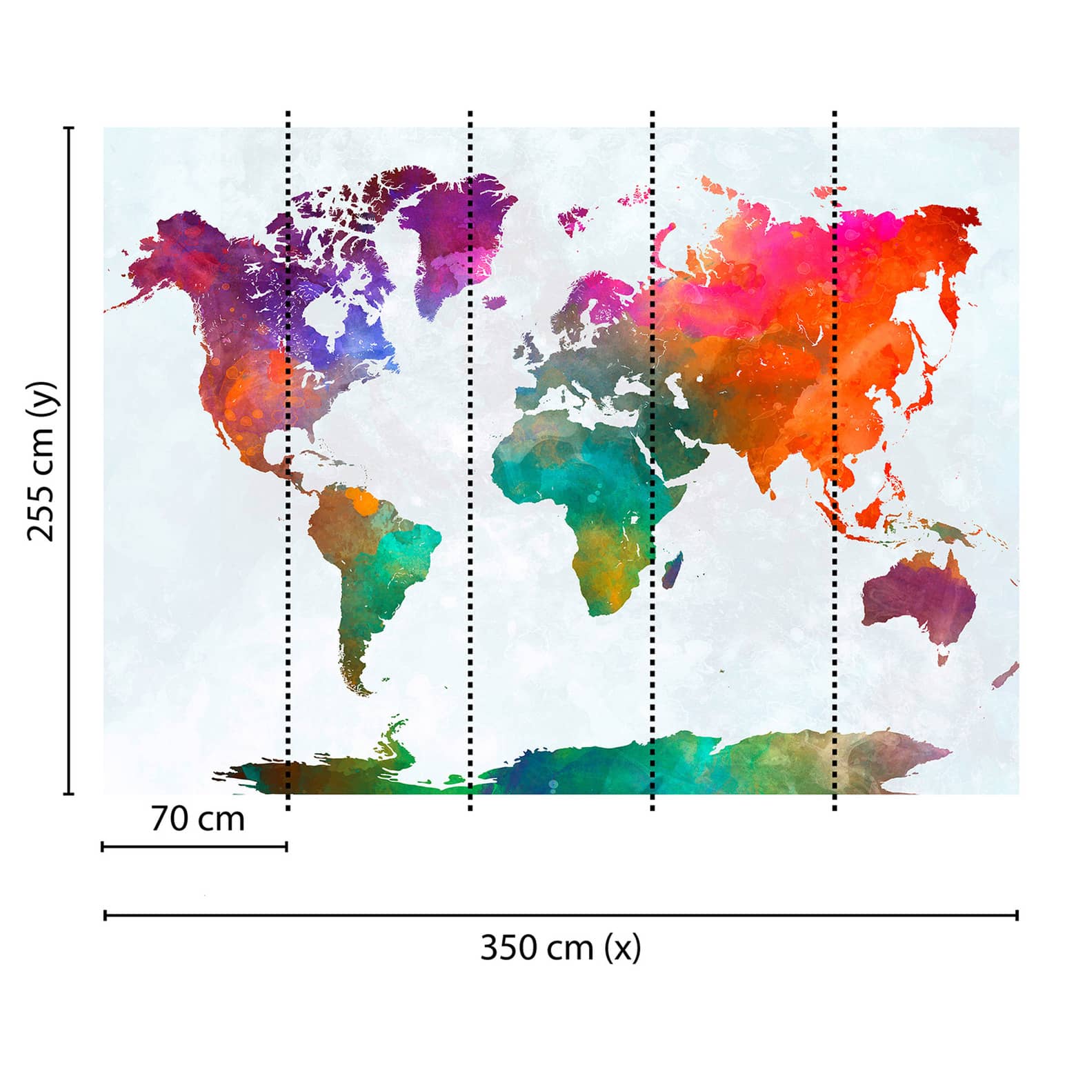 non-woven tapet GlobalMapDesignwalls i farverige og grå | wall-art.dk