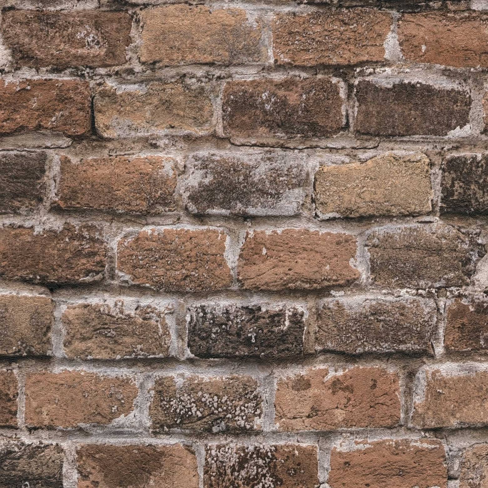 behang baksteen bruin - industrieel behang stenen muur - Vliesbehang ...