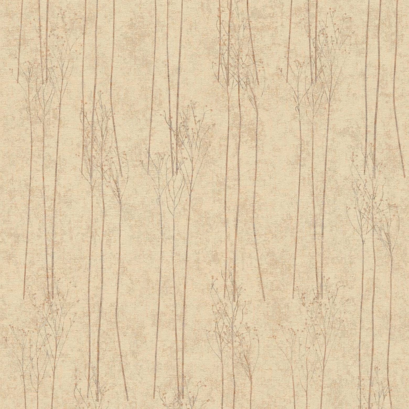 Papier peint à motifs naturels avec motif d'herbe de la pampa en marron ...