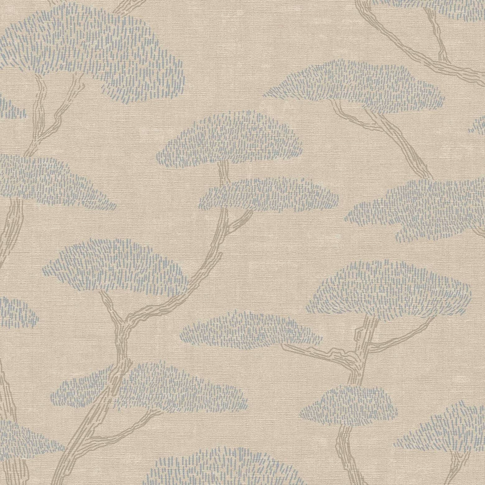 vintage behang bomen beige - boom vliesbehang bos - natuur behang ...