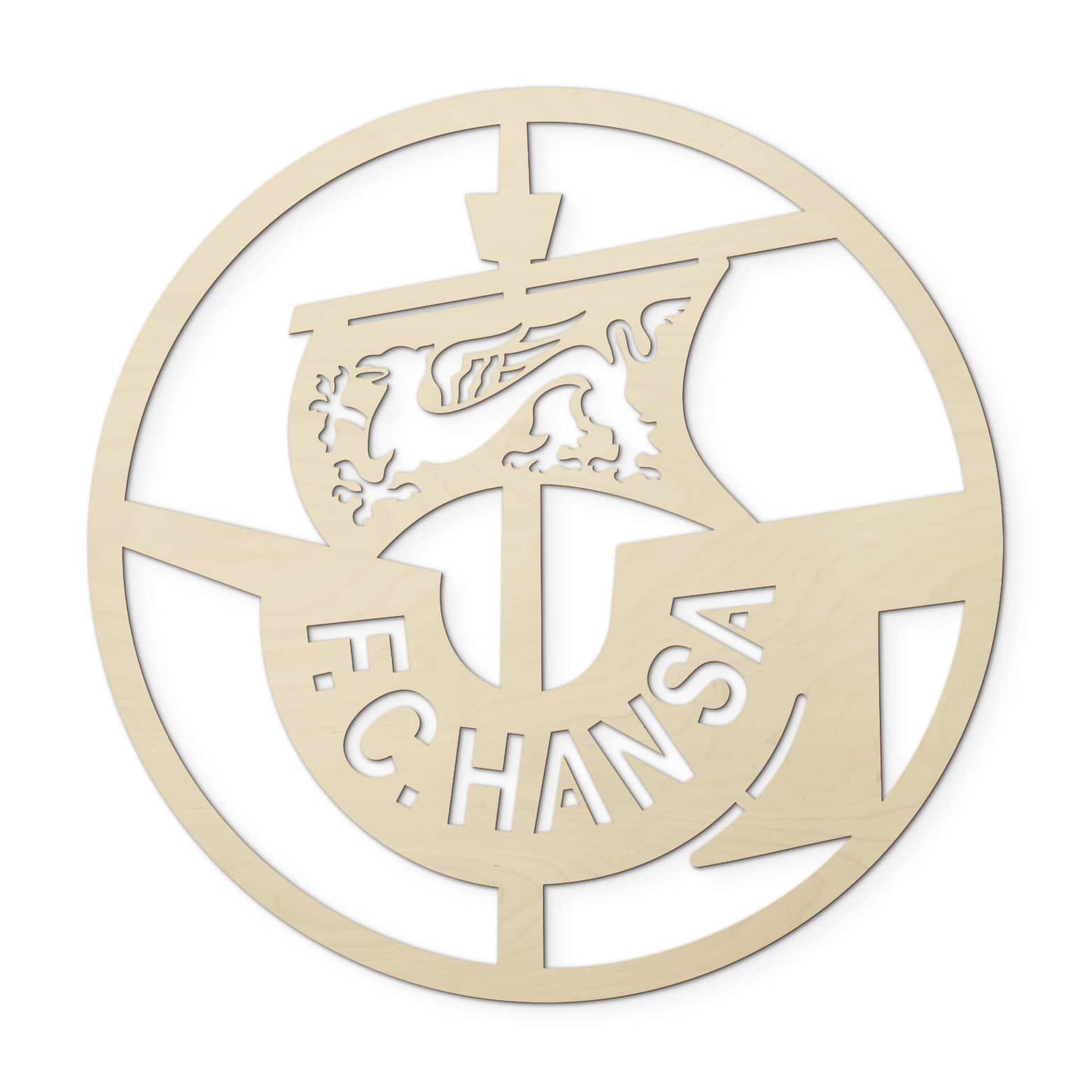 Holzdeko FC Hansa Rostock Logo - Pappelholz Rund Ø55 cm | wall-art.de