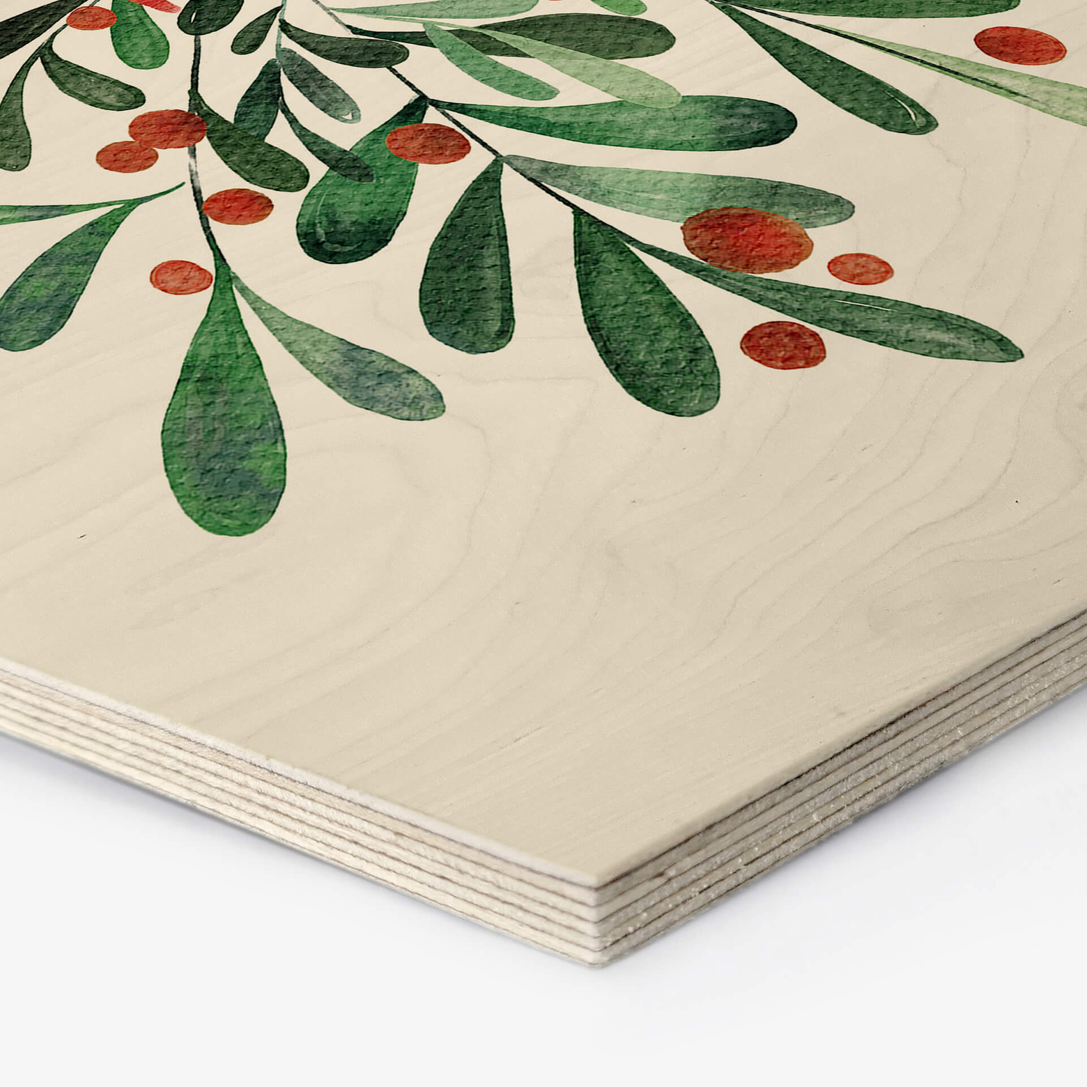 Hexagon Holzbild Weihnachtlicher Mistelzweig - Kristina | wall-art.de