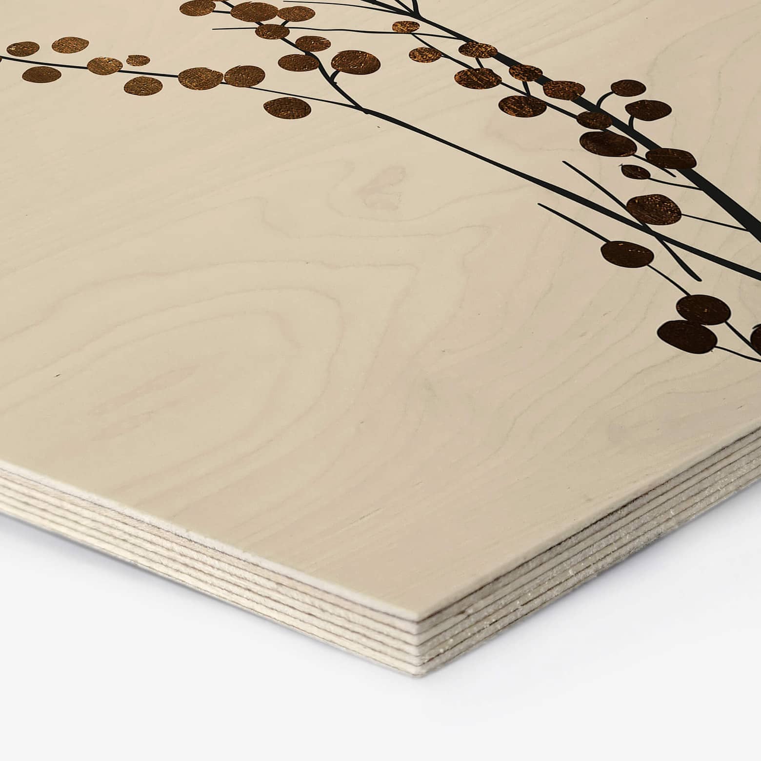 Esagono in legno Kubistika - Ramo dorato | wall-art.it