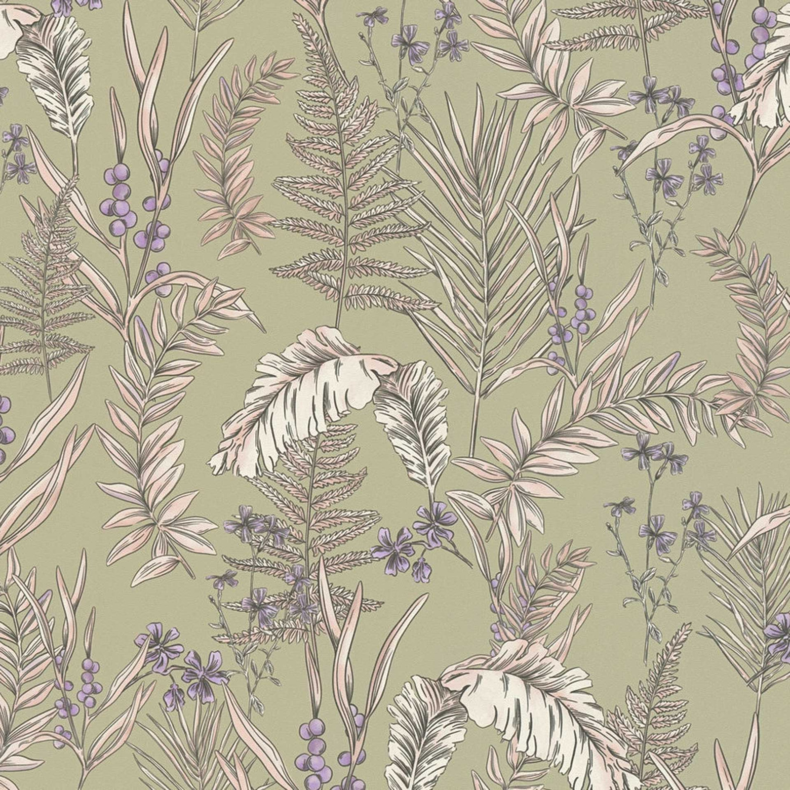 jungle pattern wallpaper with grasses grey cream - wallpaper with ...