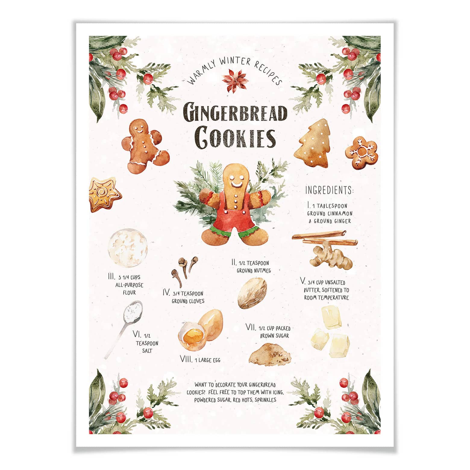 Poster Gingerbread Cookies Recipe | wall-art.it