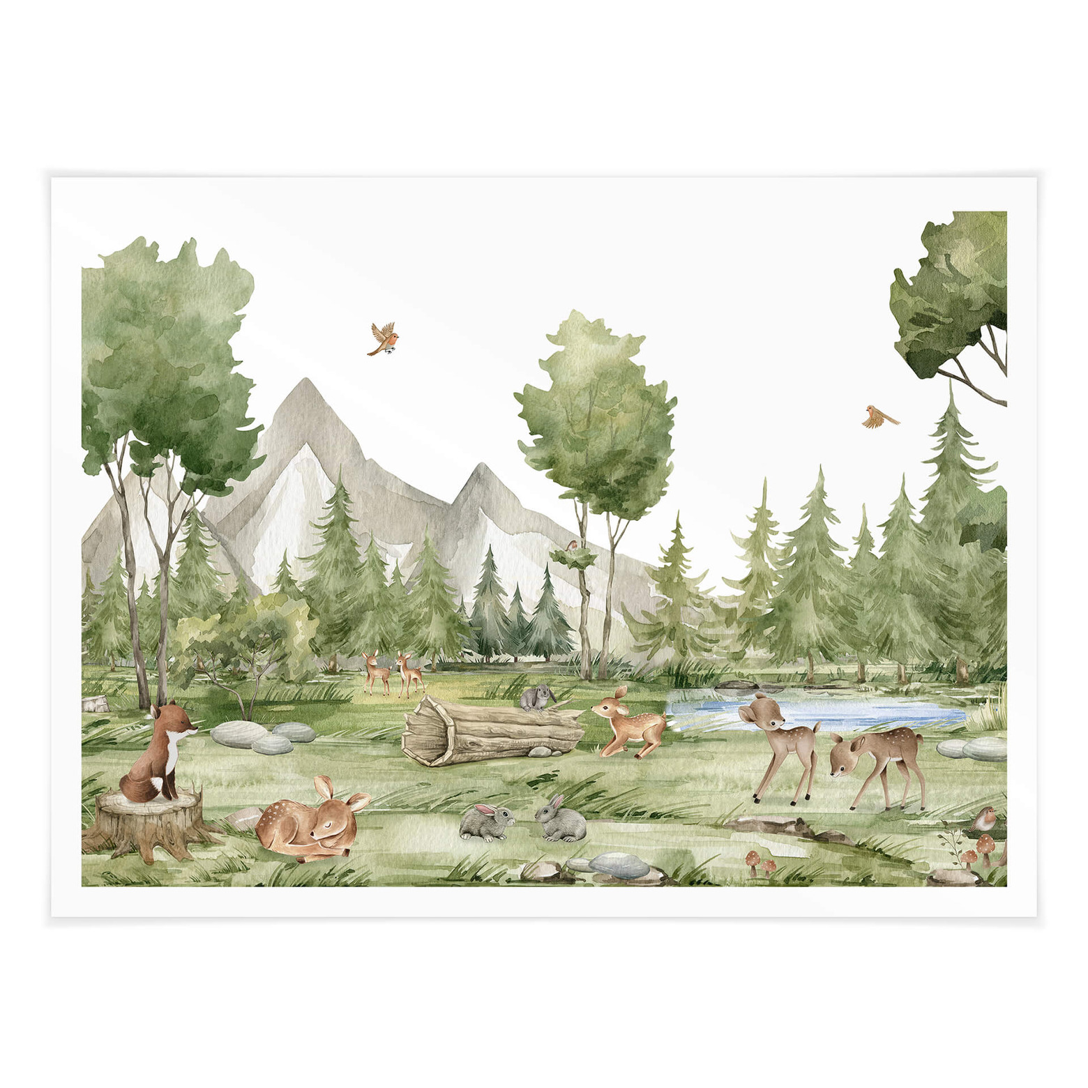 Kinderzimmer Poster Oliver Robins - Niedliche Tiere im Wald | wall-art.de
