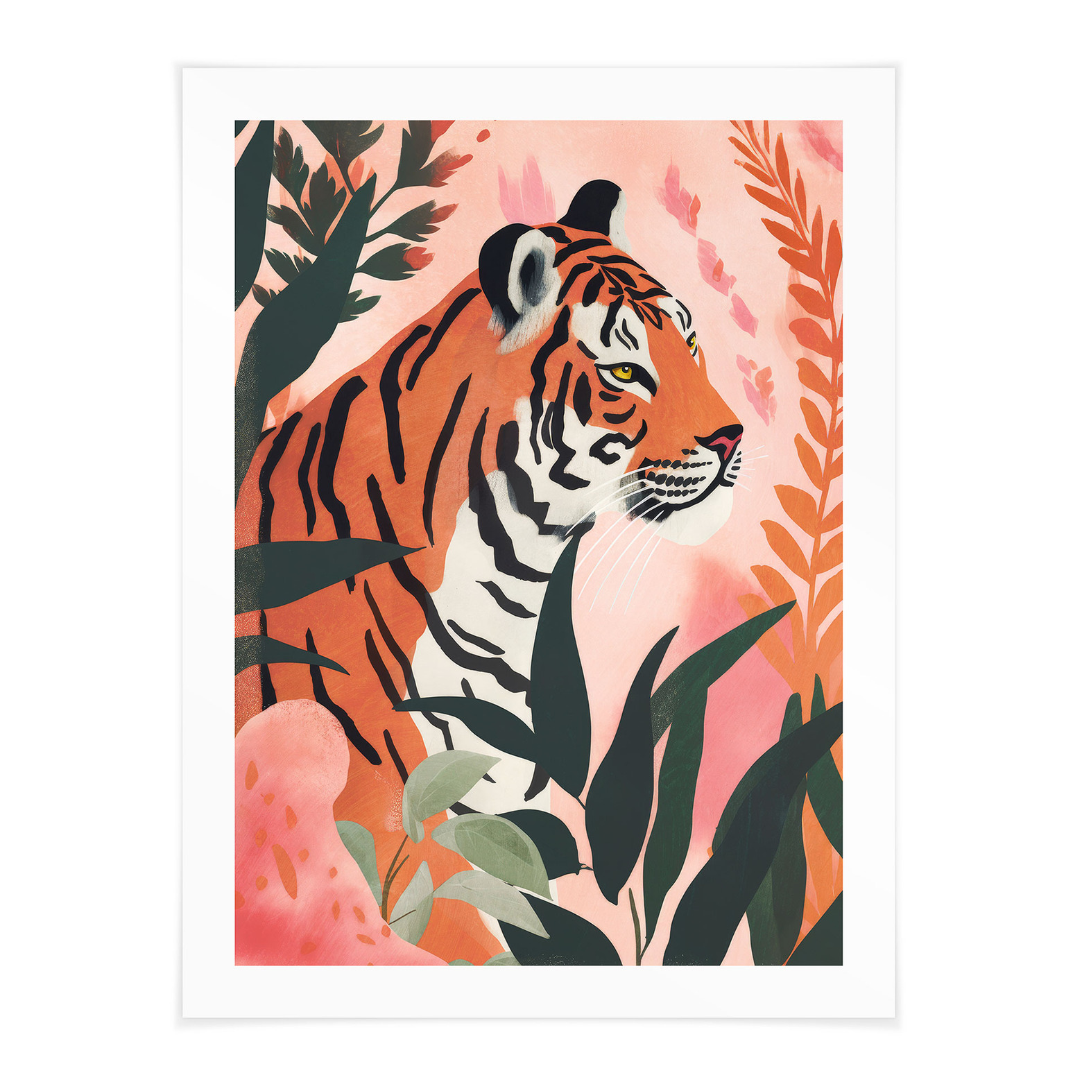 Poster Tiger im rosa Dschungel - Treechild | wall-art.de