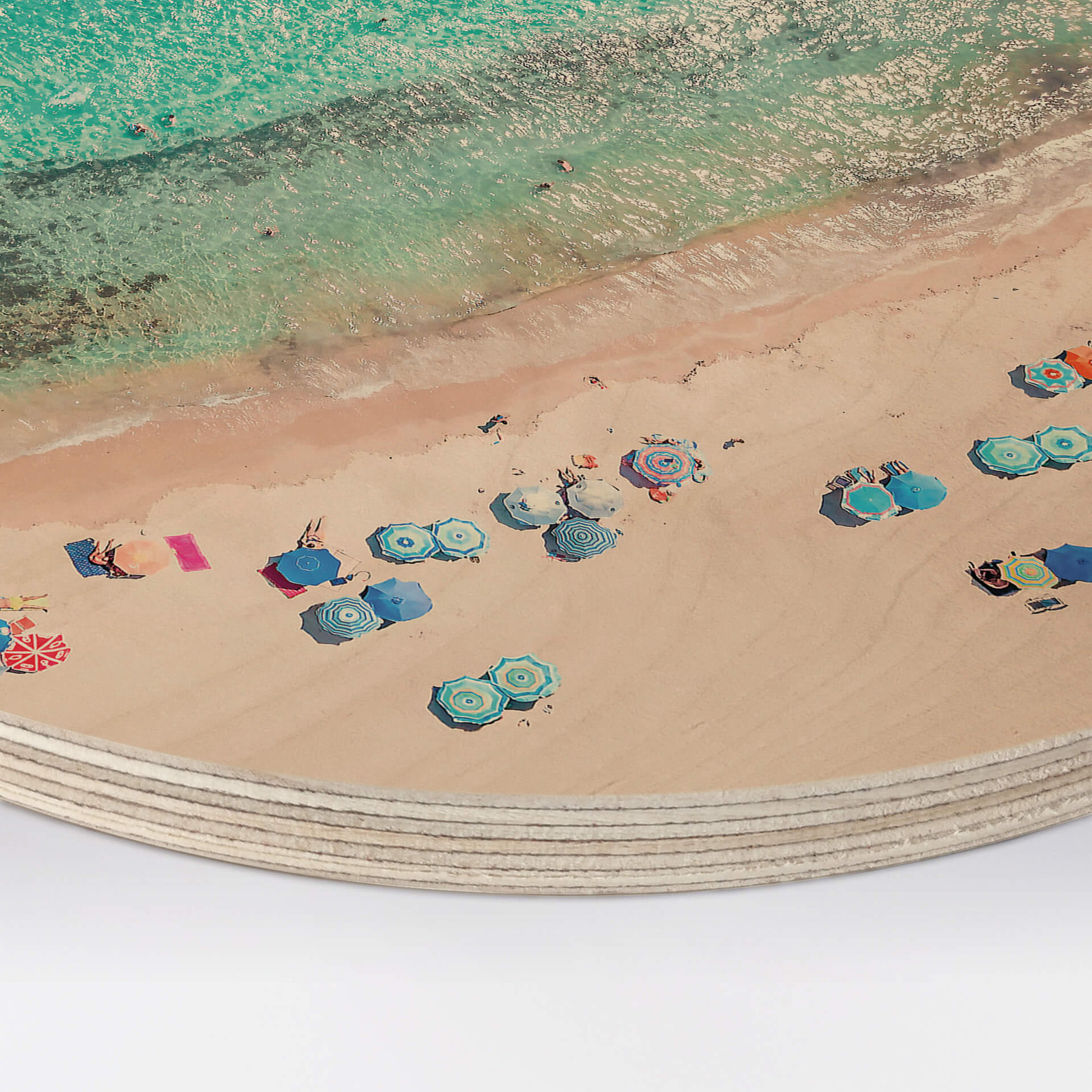 Holzbild Sisi & Seb - Am Strand - Rund | wall-art.de