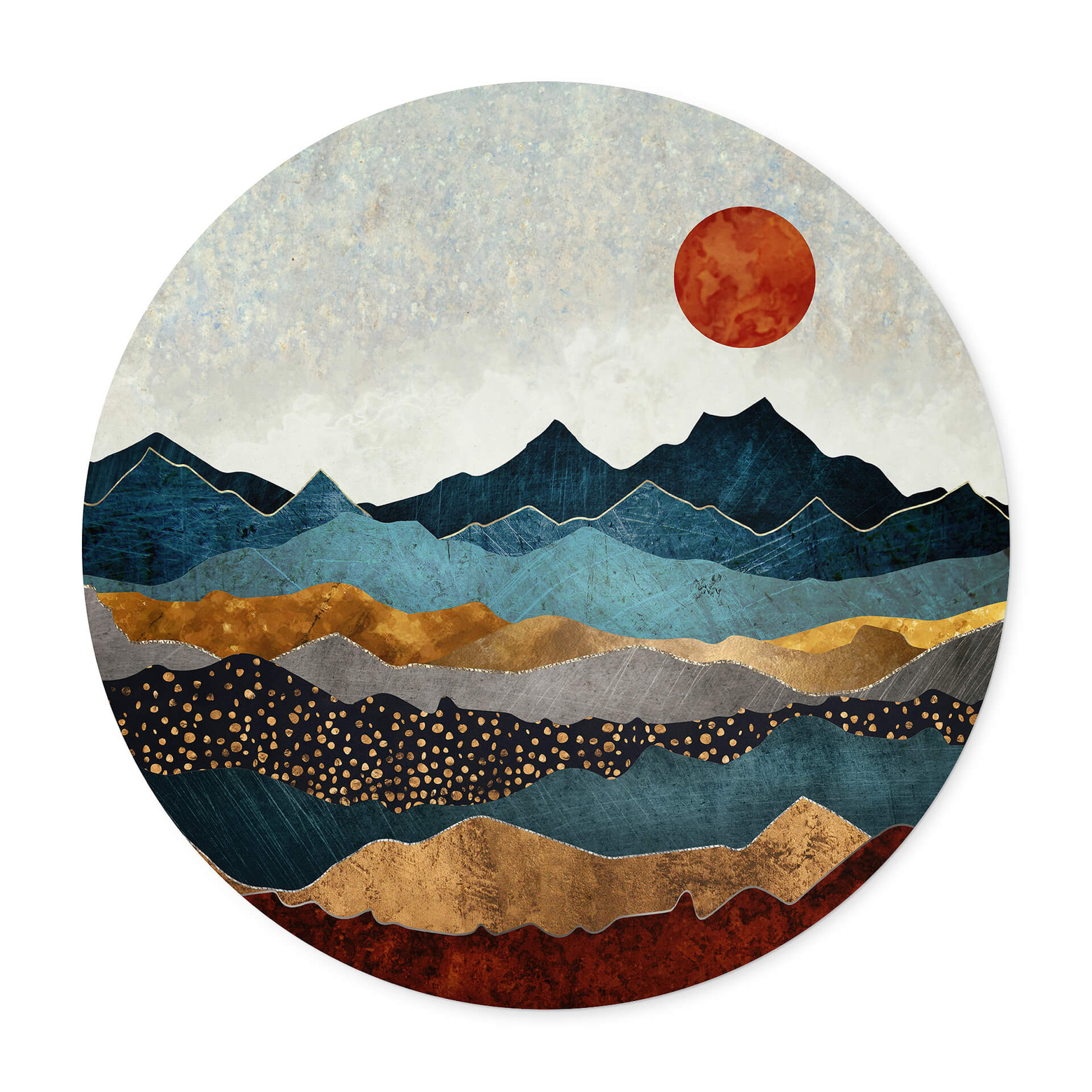 Poster SpaceFrog Designs - Bernsteinfarbene Sonne - Rund | wall-art.de