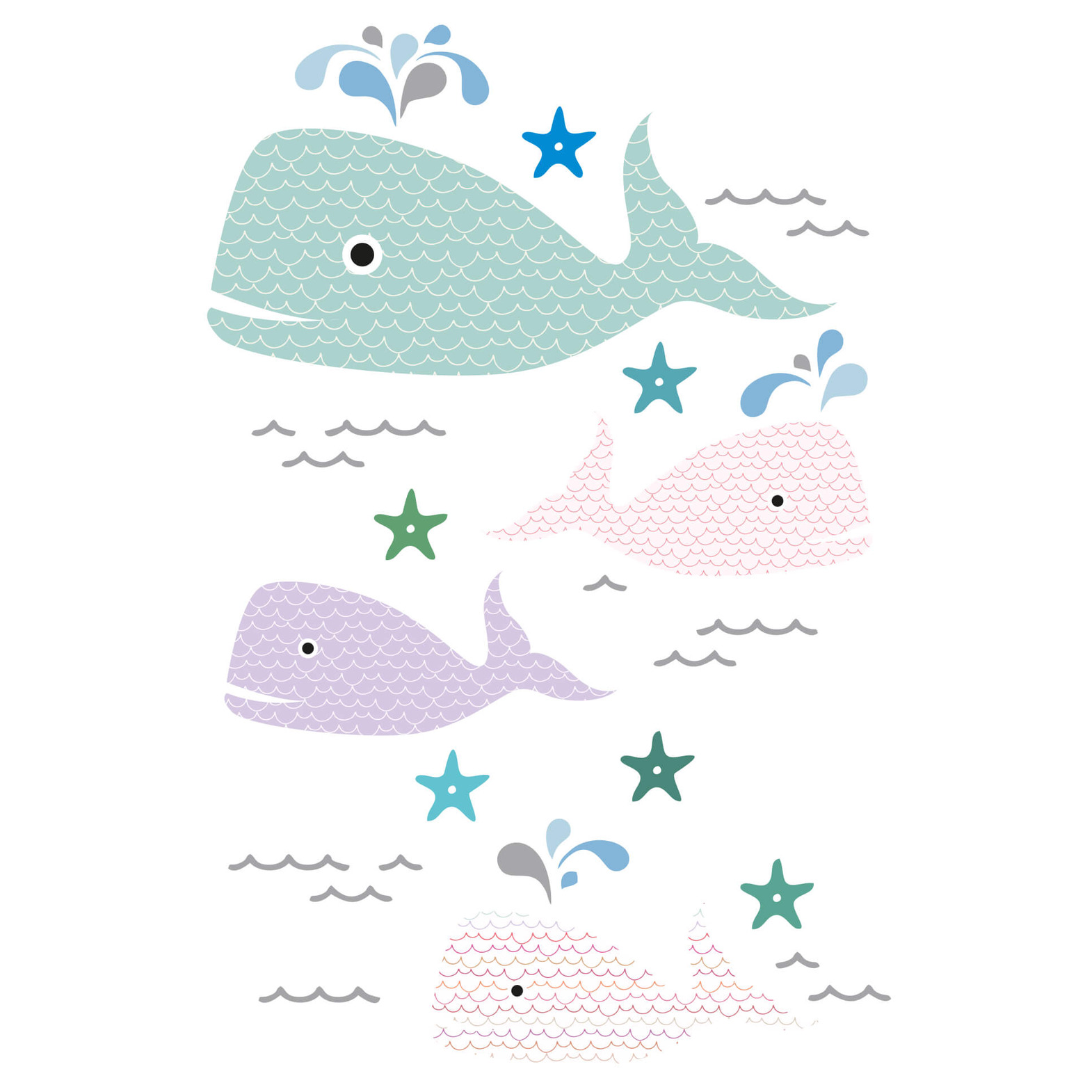 Wandtattoo Muster-Wale-Set | wall-art.de