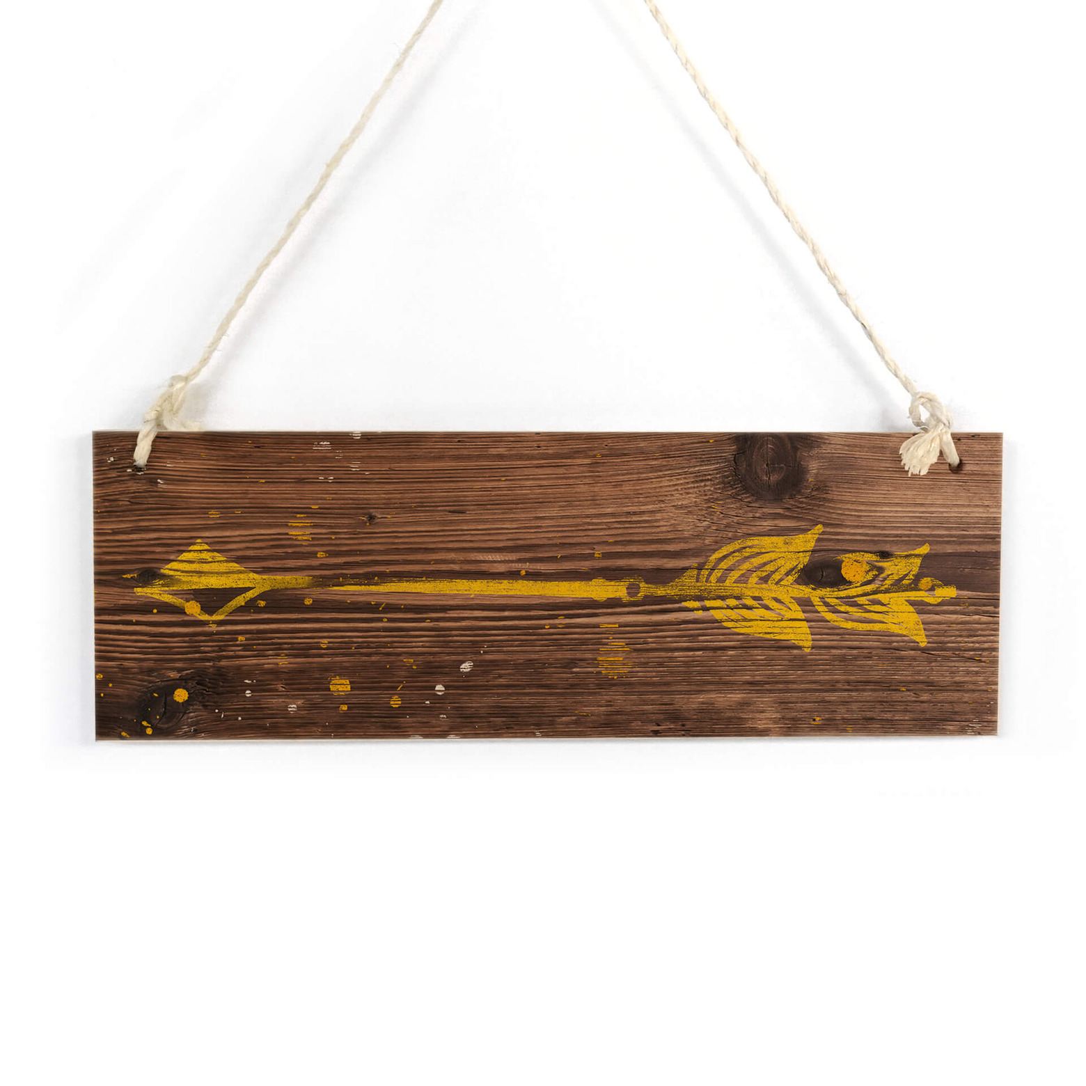 Houten Bordje - Pijl (geel) | wall-art.nl