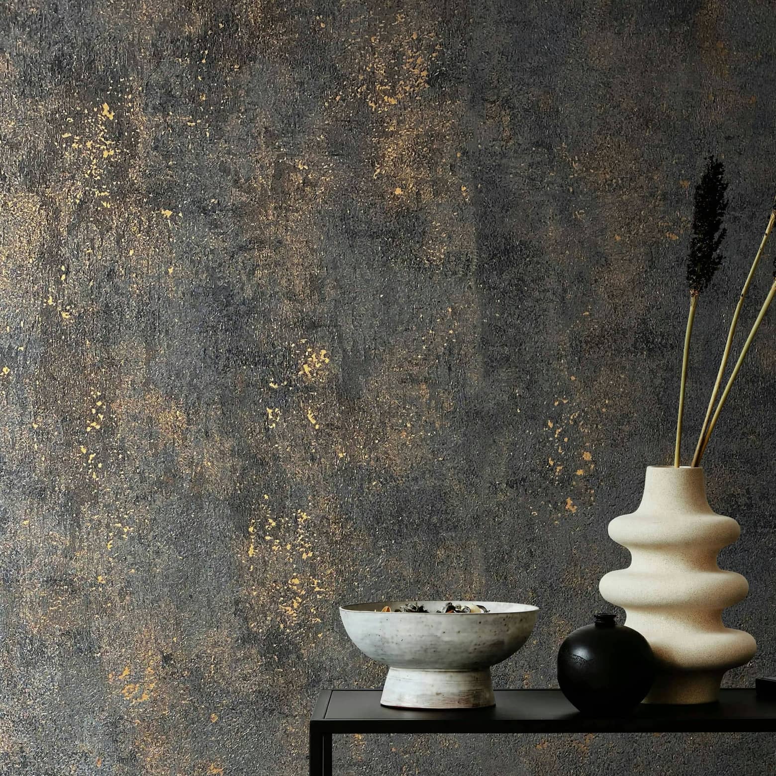 vliesbehang zwart plains voor woonkamer slaapkamer behang marburg ...