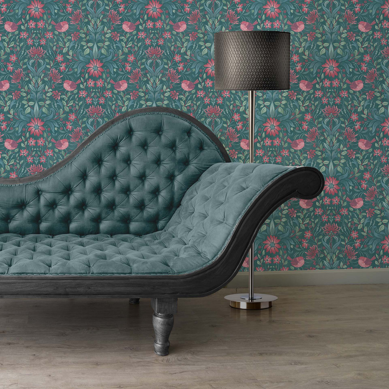 behang bloem groen roze - vliesbehang landhuis A.S. Création - mat en ...