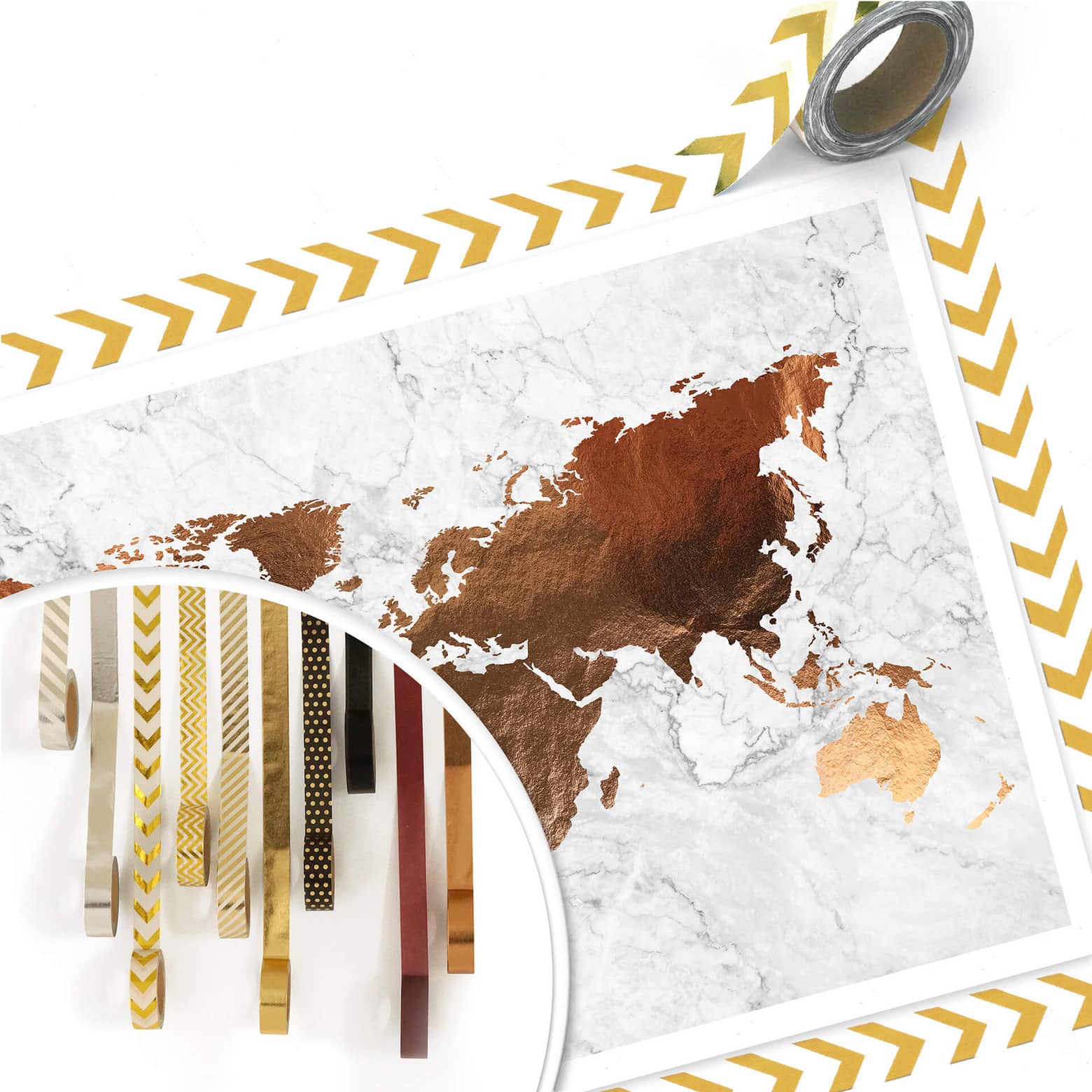 Poster Copper - World Map | wall-art.com