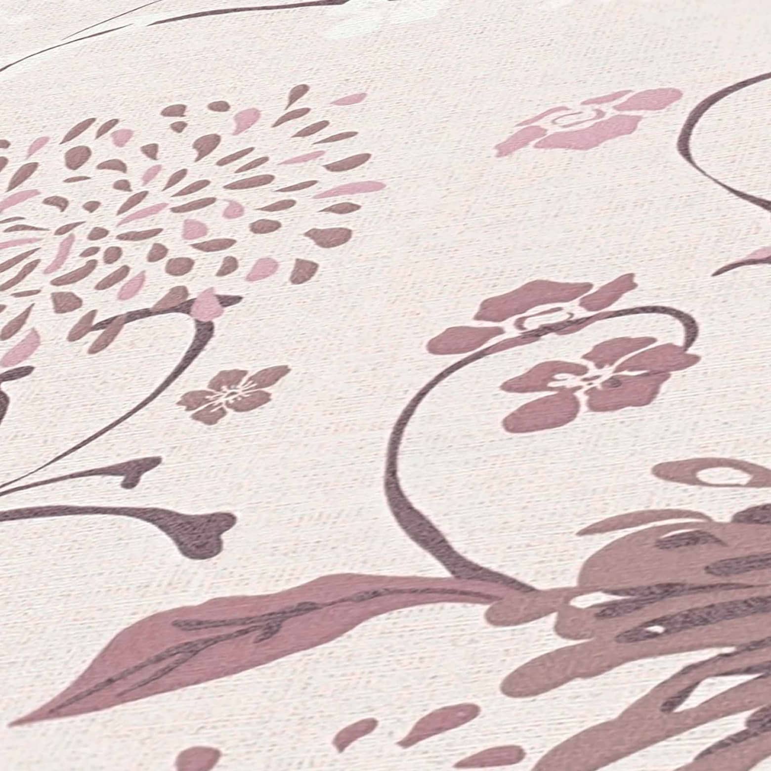 bloemen behang abstract wit paars - bloemen behang - natuurlijk ...