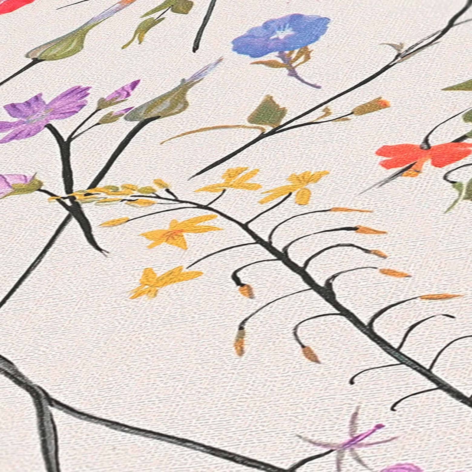 papier peint fleurs blanc multicolore - papier peint plantes - papier ...