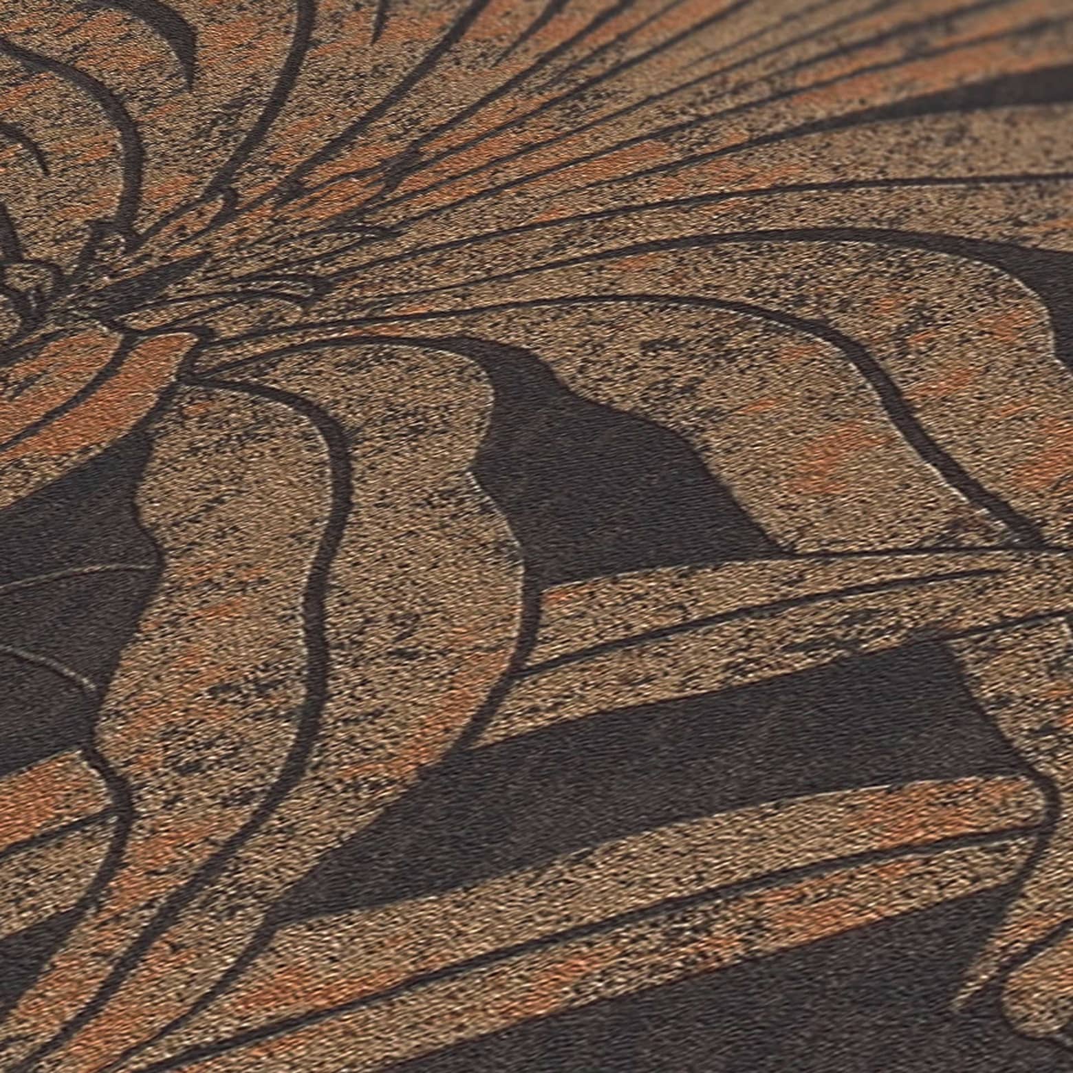 jungletapet lys blank sort guld - mønstret tapet med planter | wall-art.dk