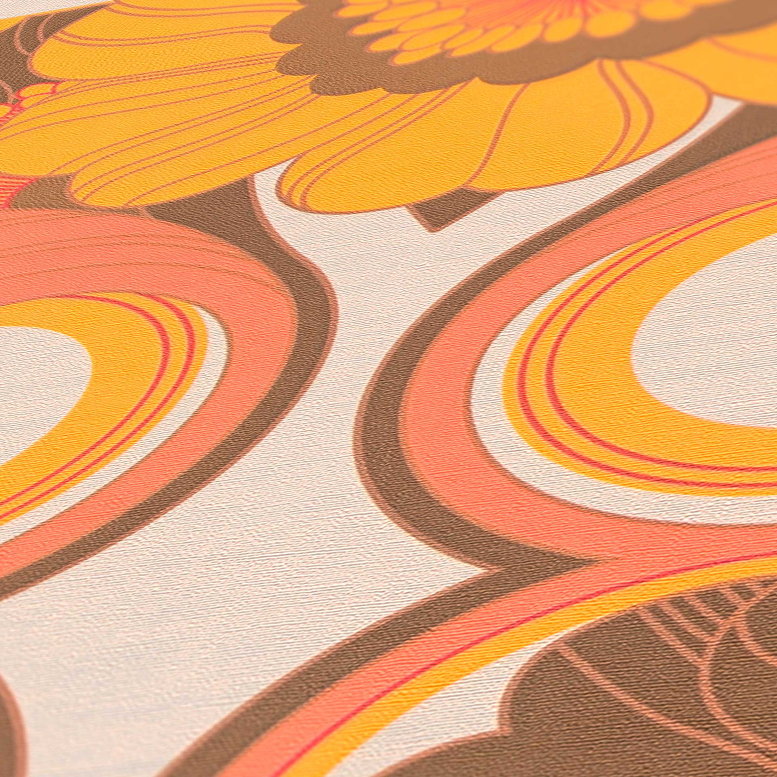 vliesbehang retro stijl - bloemen behang kleurrijk - vintage patroon ...