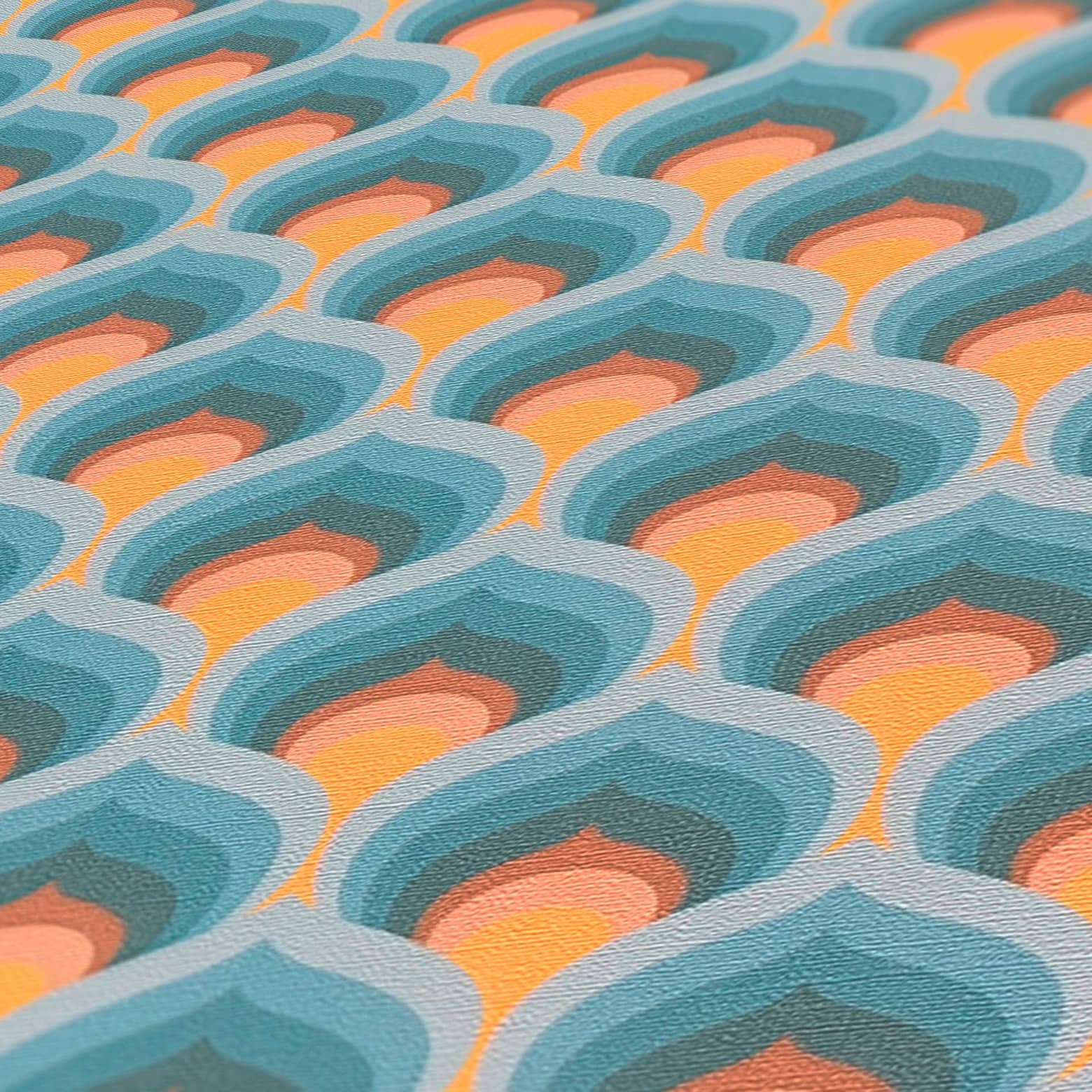 abstract vintage behang blauw bruin - retro vliesbehang grafisch ...