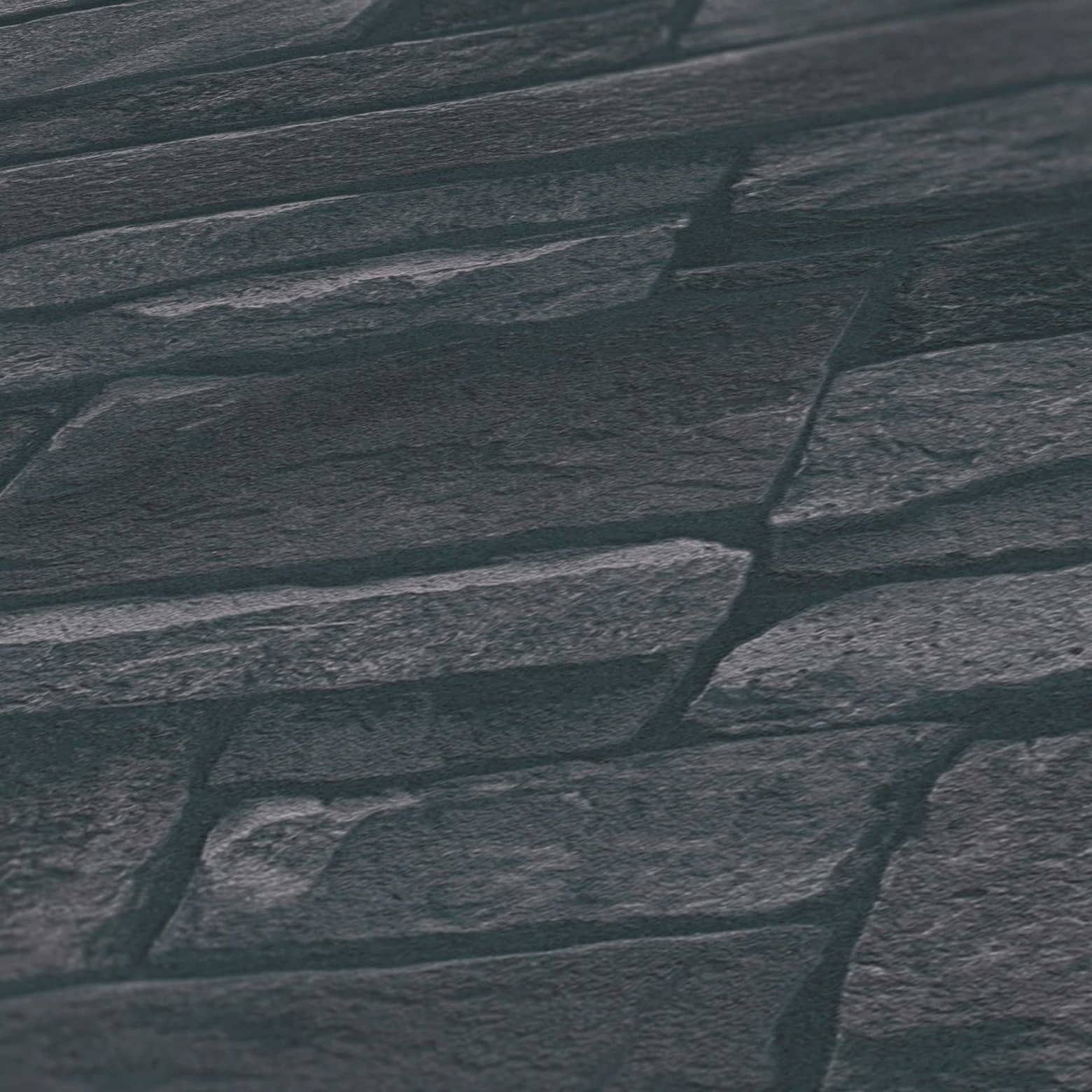 Stone effect wallpaper black - 3D stone wallpaper - non-woven wallpaper ...