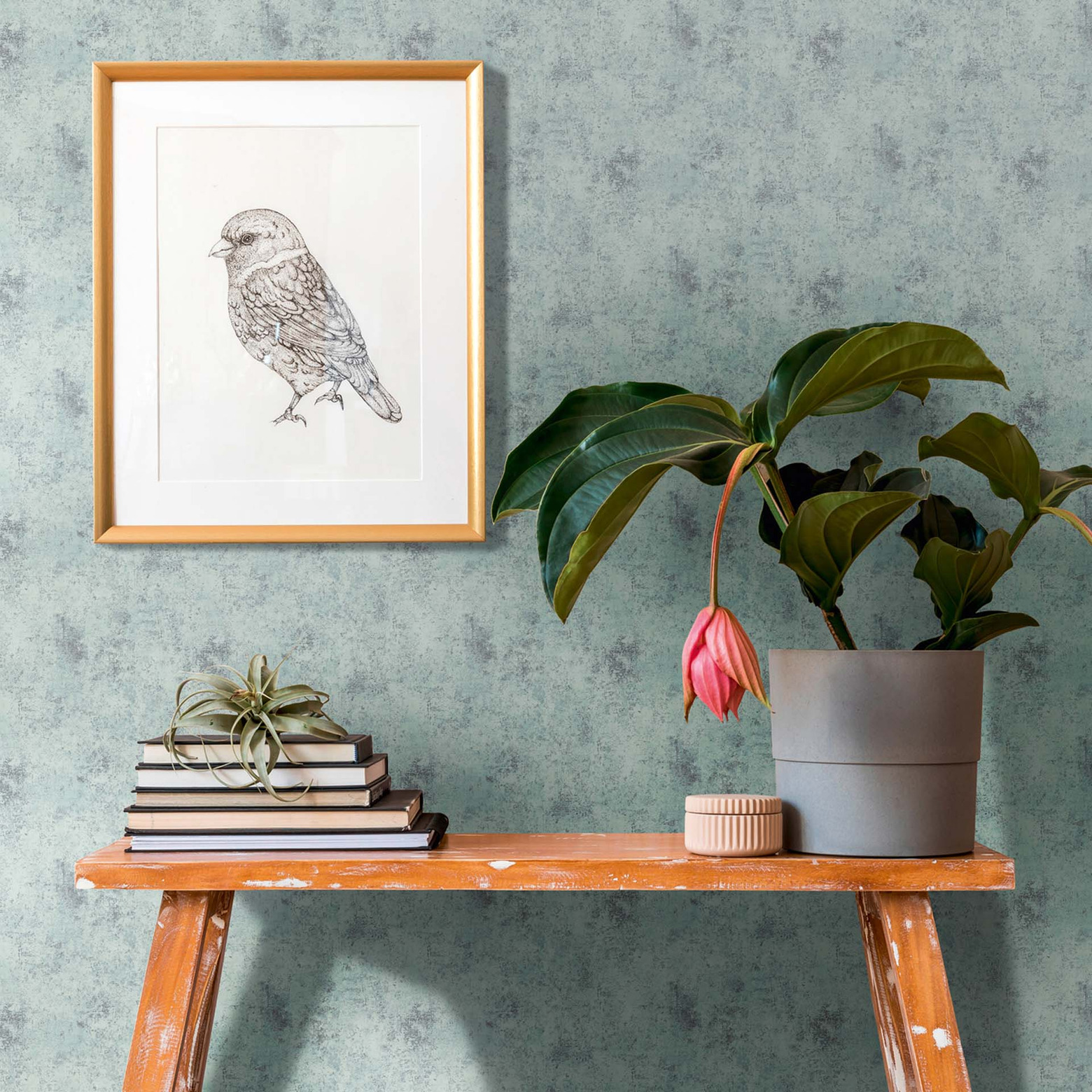 A.S. Création Vliestapete The BOS - papier peint structuré bleu menthe, bleu clair, argenté ...