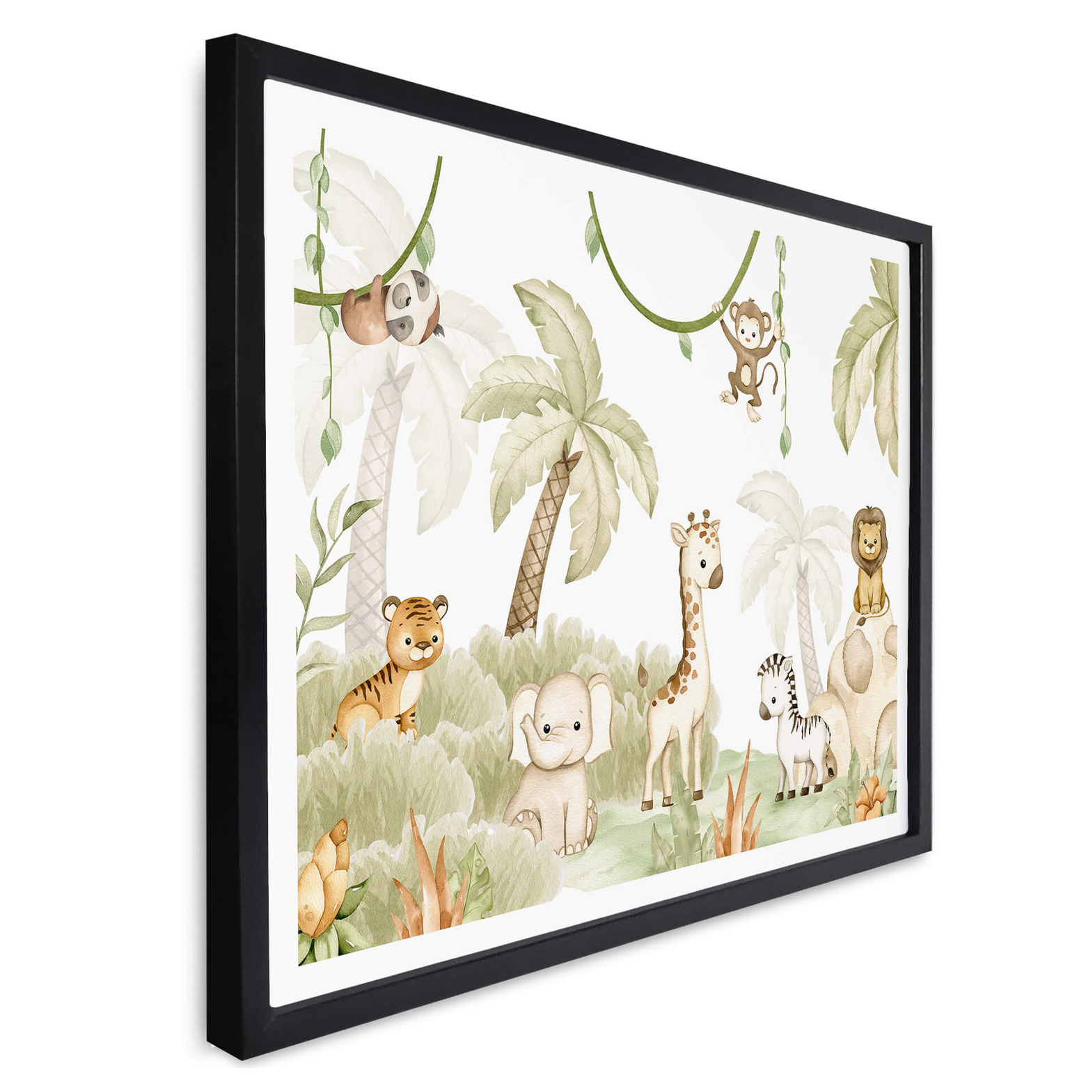 Kinderposter Oliver Robins - Niedliche Tiere unter Palmen | wall-art.de