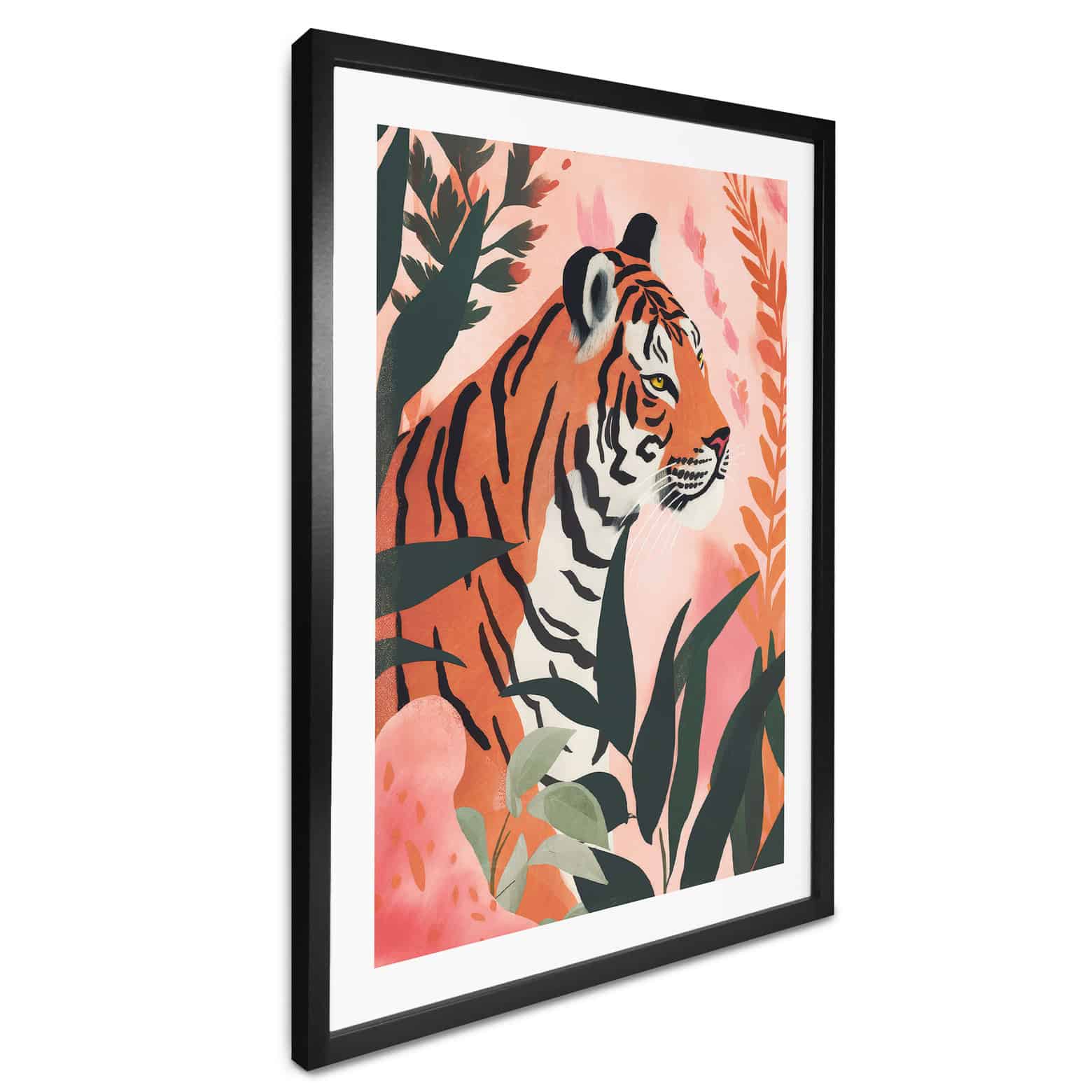 Poster Tiger im rosa Dschungel - Treechild | wall-art.de