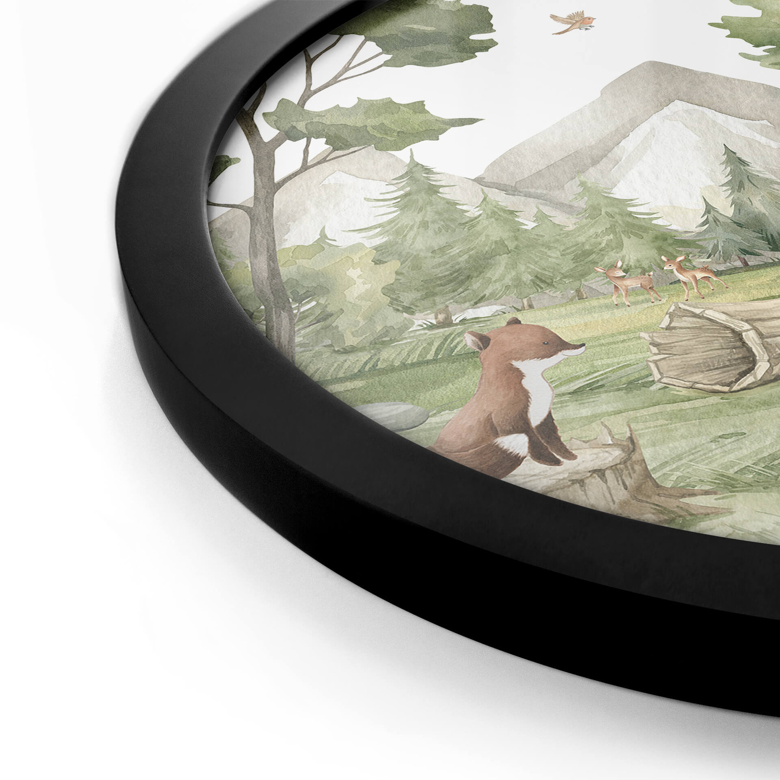 Kinderposter Oliver Robins - Niedliche Tiere im Wald - Rund | wall-art.de