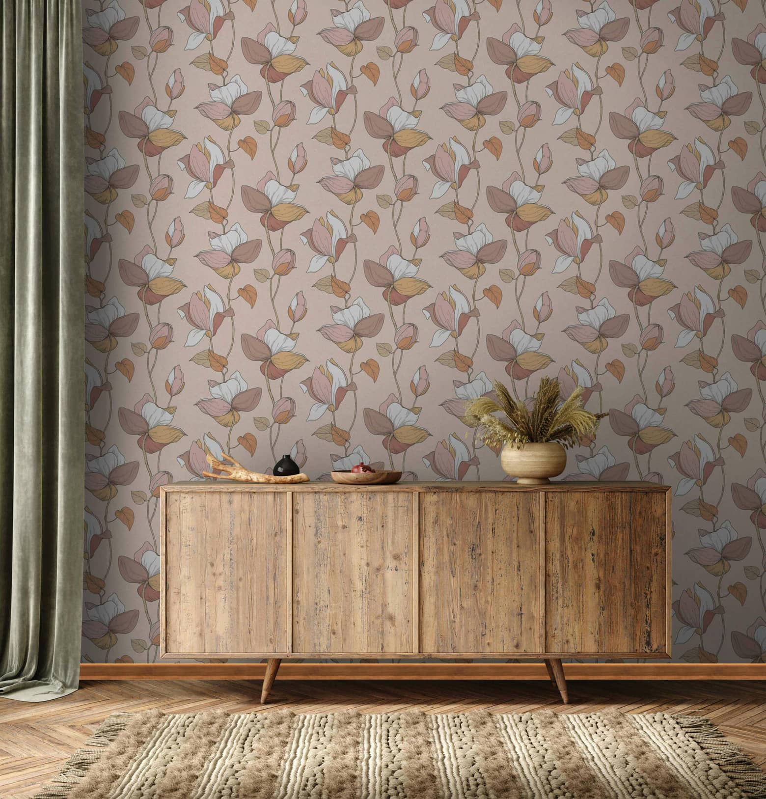 Papier peint à motifs, papier peint intissé à motifs floraux Flora ...