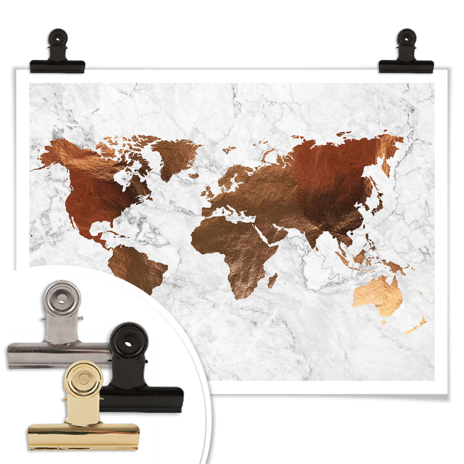 Poster Copper - World Map | wall-art.com